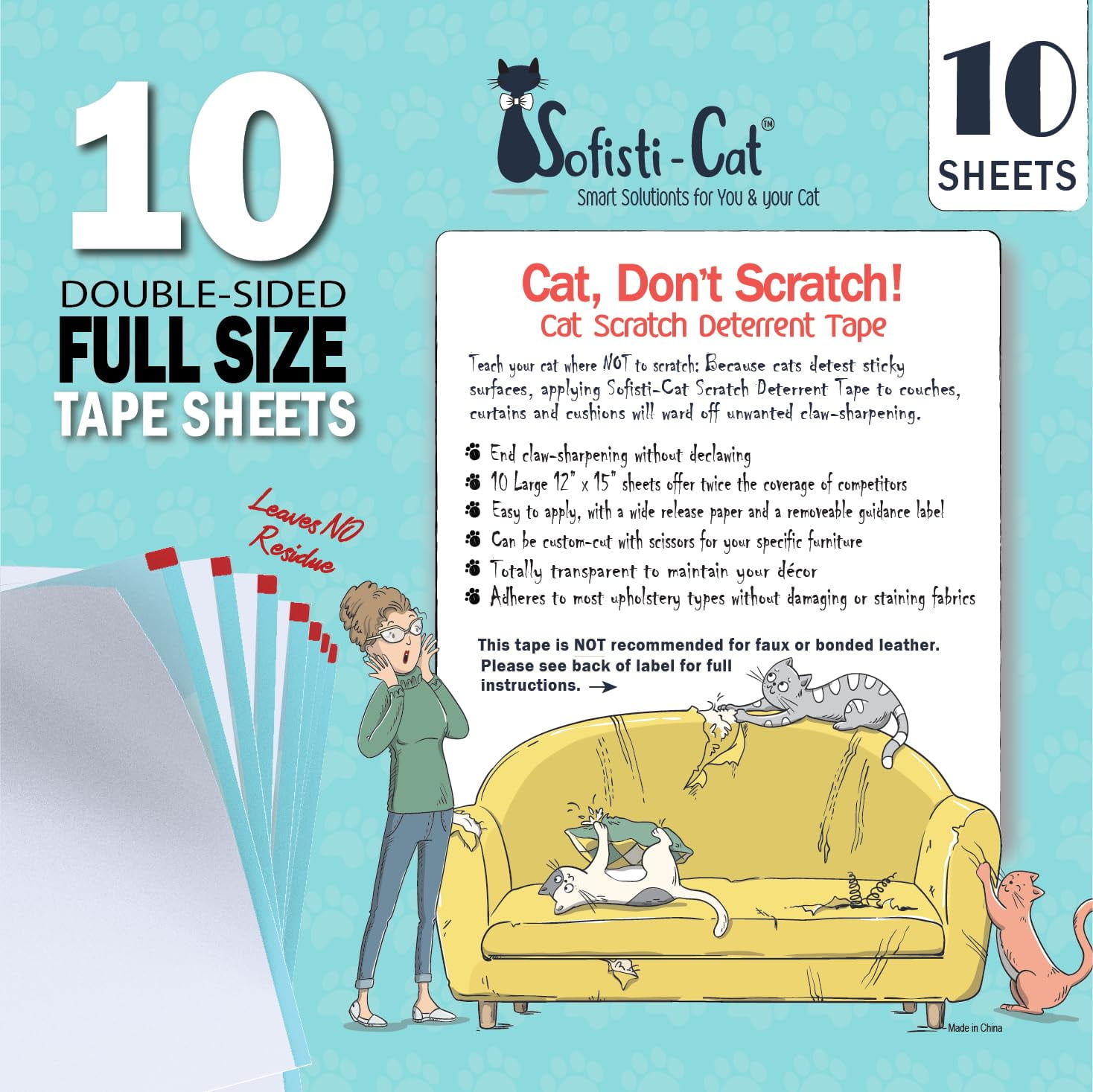 Sofisti - Cat Scratch Deterrent Tape for Furniture – 10 Double Sided ...