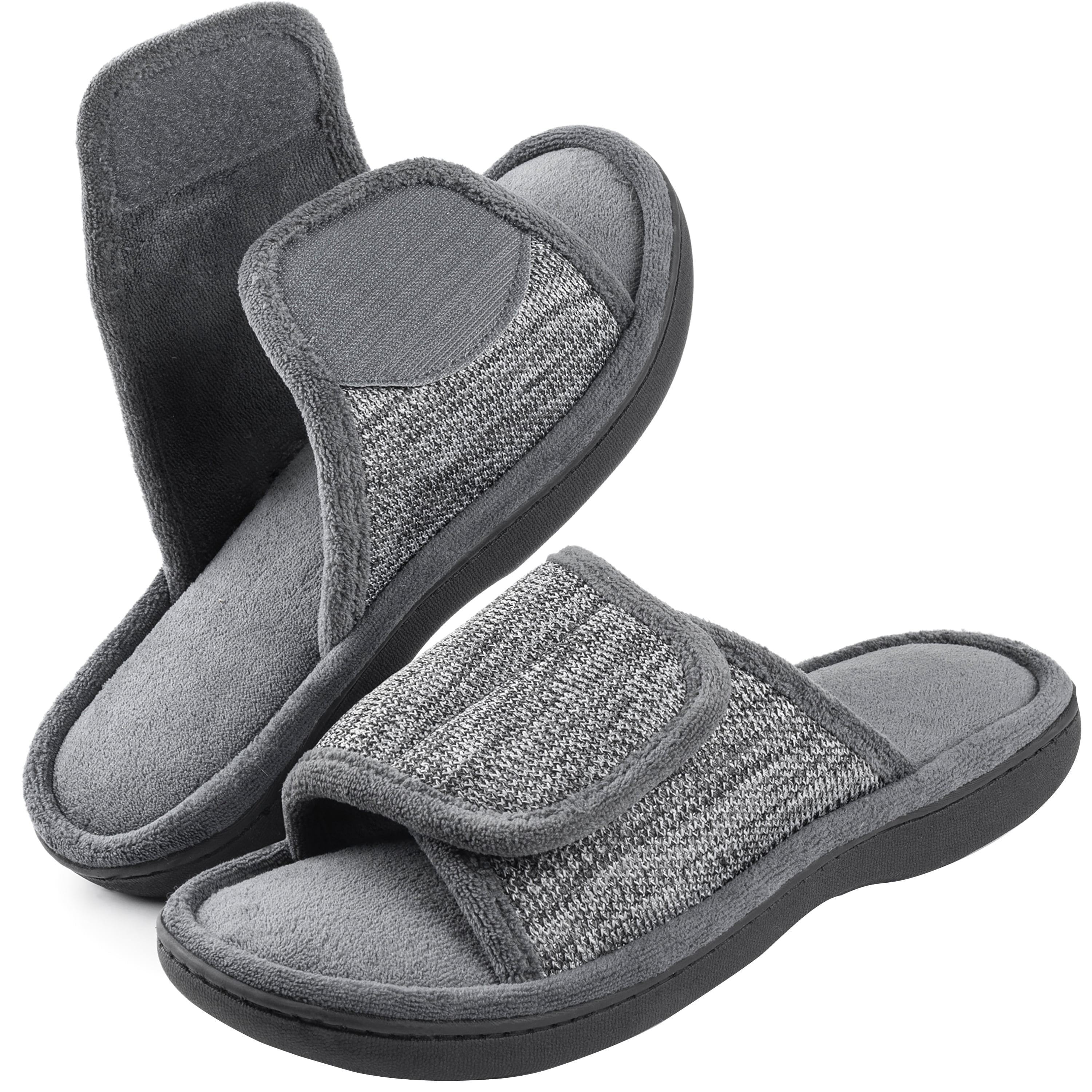 RockDove Men's Adjustable Wrap, Memory Foam Slide Slipper, Moisture ...