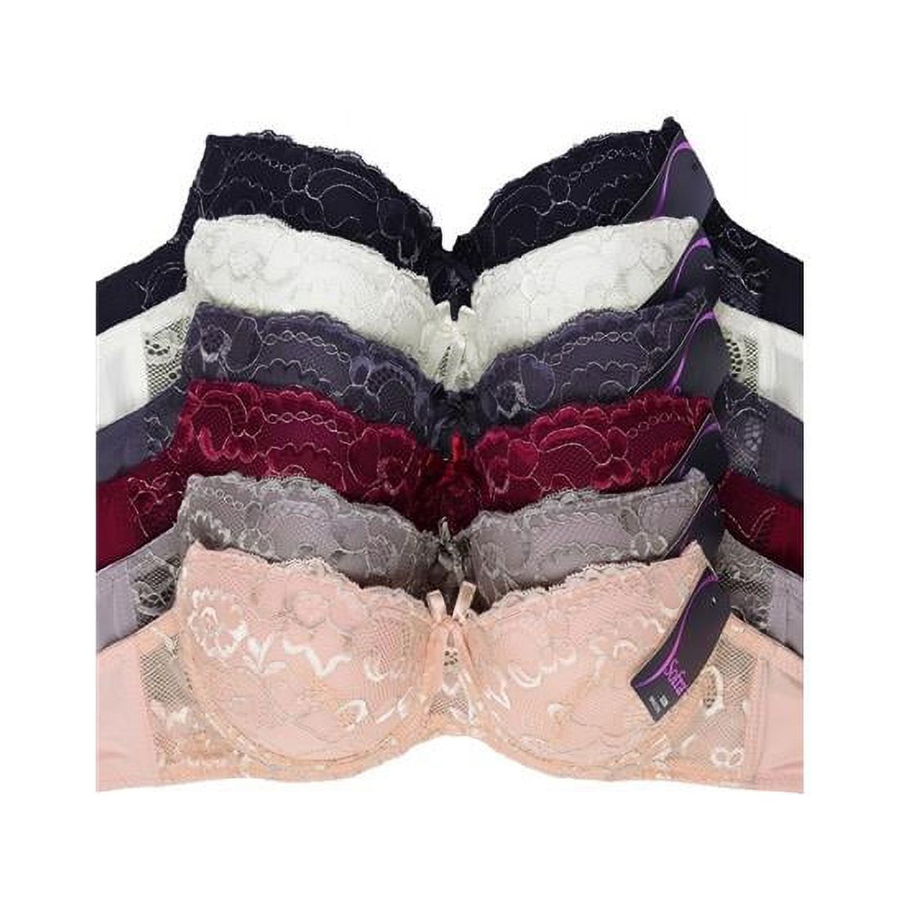 Sofra BR4228L - 38B Womens Allover Lace Demi Coverage Bra with ...