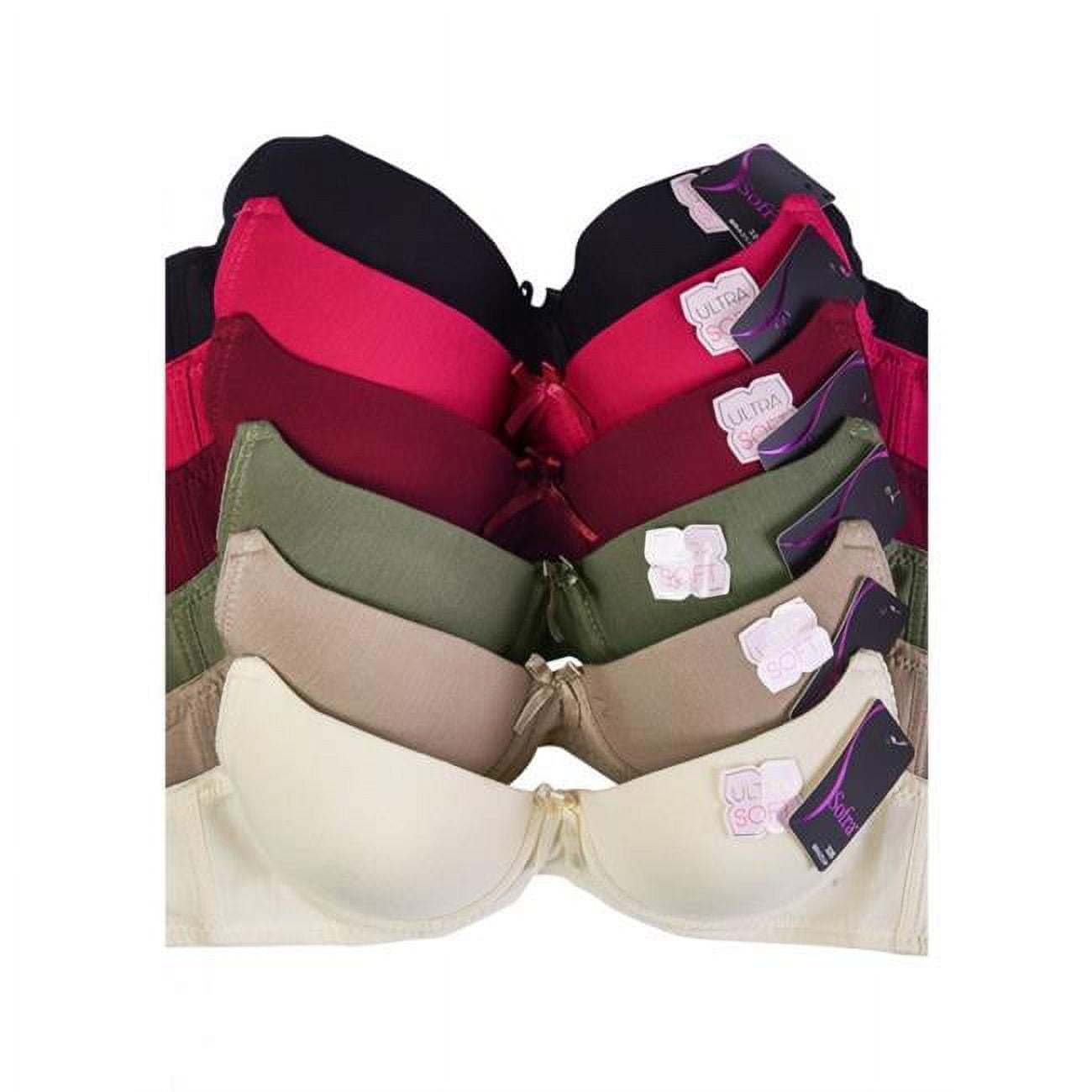 Intimate Sets | 6-Pack Solid Full Coverage Cotton Blend Bra with Triple ...