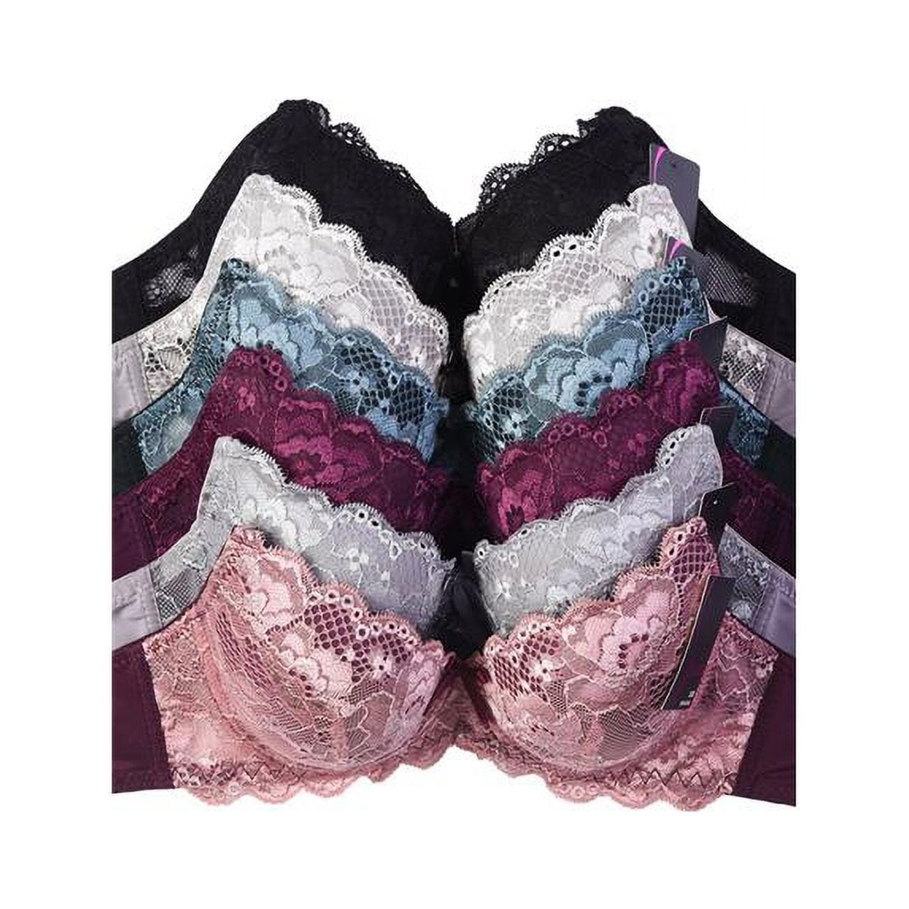 Sofra BR4348L-38B Ladies Full Cup Intimate Sets Allover Lace Bra, Multi ...