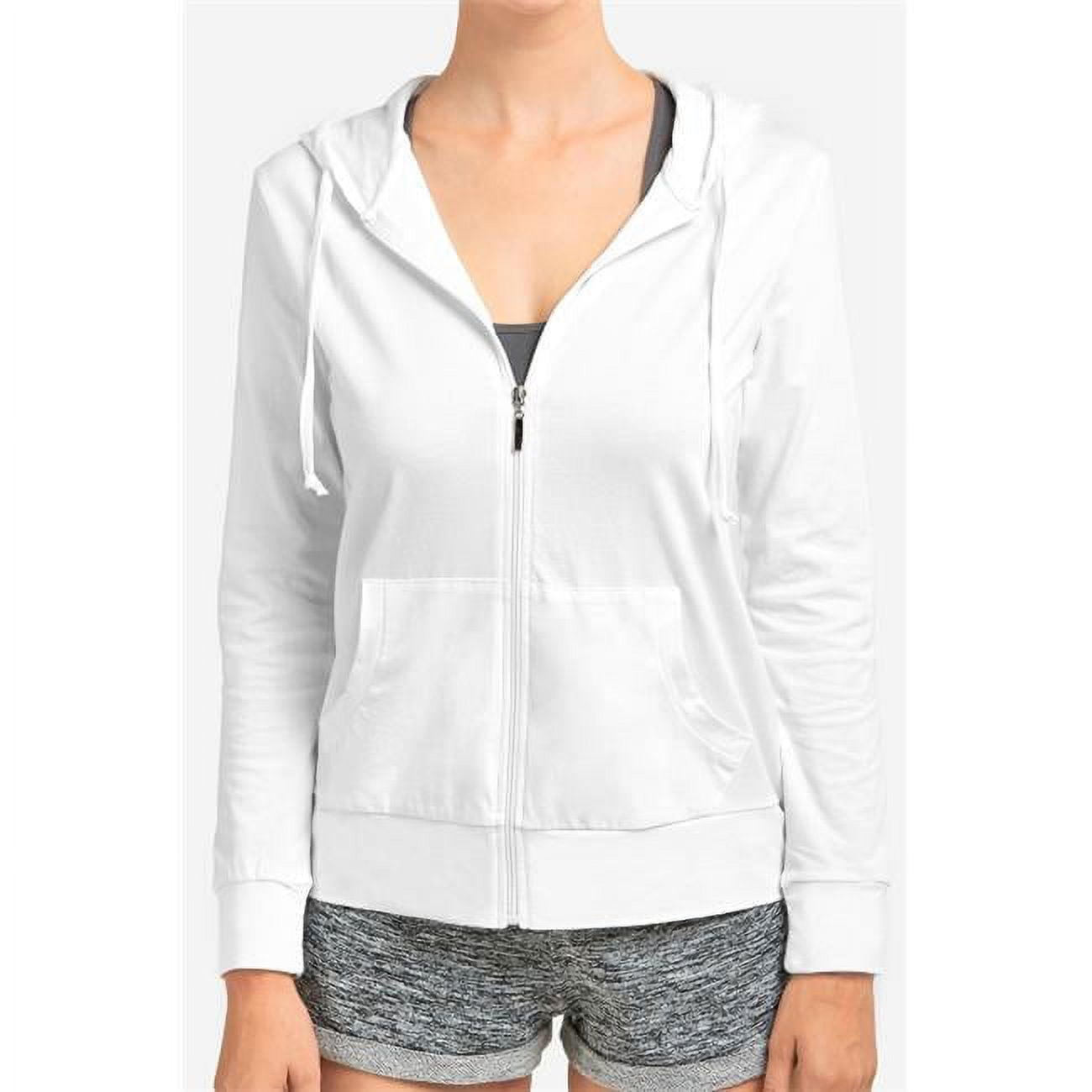 Sofra HDC7000-WHT-XL Womens Zip Up Lightweight Hoodie, White - Extra Large - Walmart.com