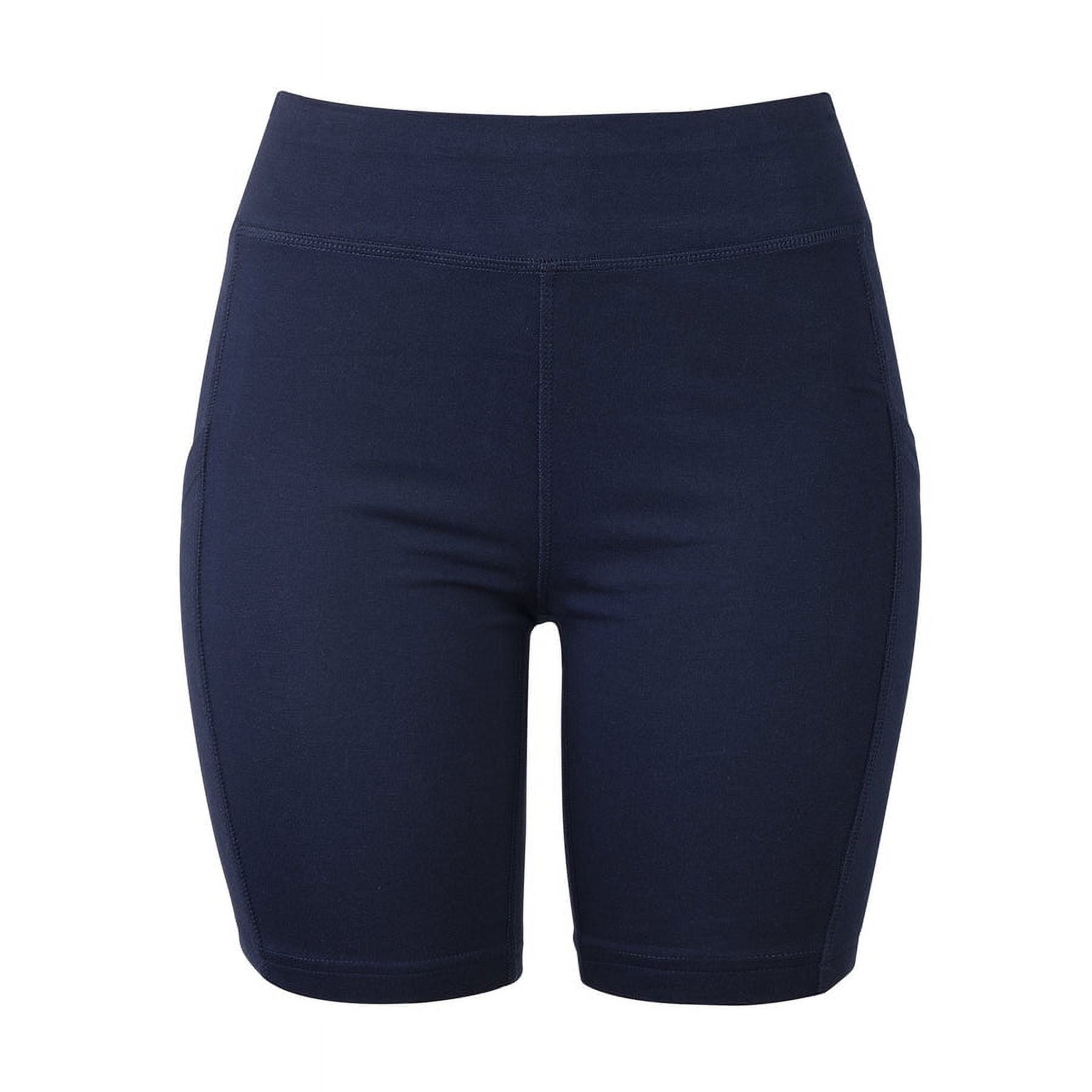 Sofra Ladies Cotton High Waist Outseam 15" Length Running Workout Biker ...