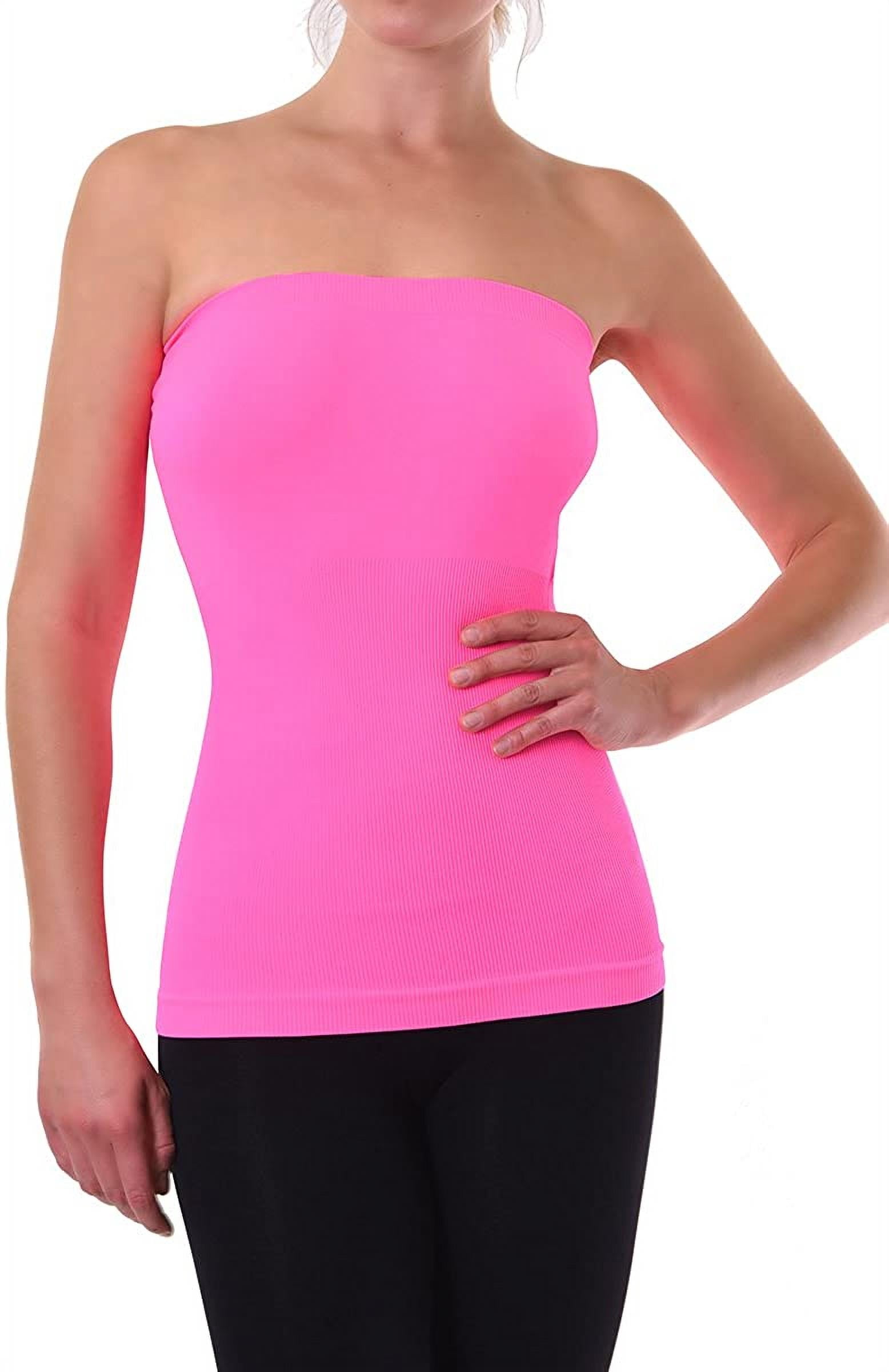 Sofra Seamless Layering Tube Plain Colors Strapless Tube Top (N. Pink ...