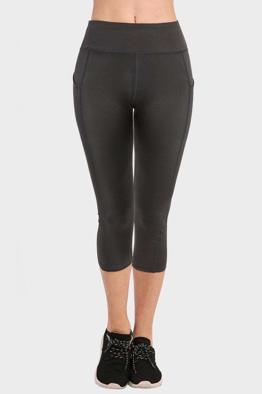 Sofra Women's Essential Workout Active Running Capri Leggings with Side ...