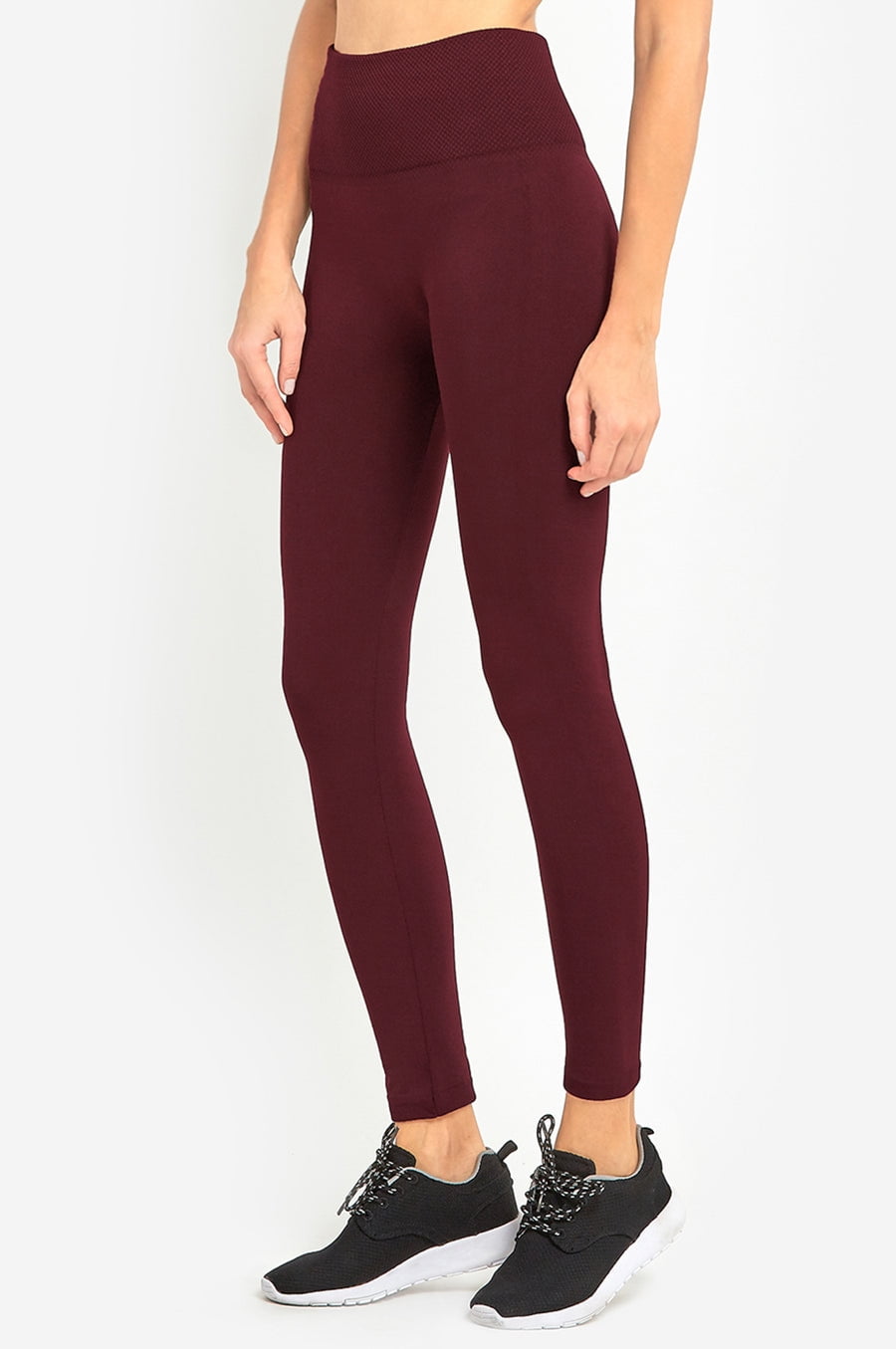 Sofra Women's High Waist Fleece Lined Extra Wide Band Seamless Winter ...