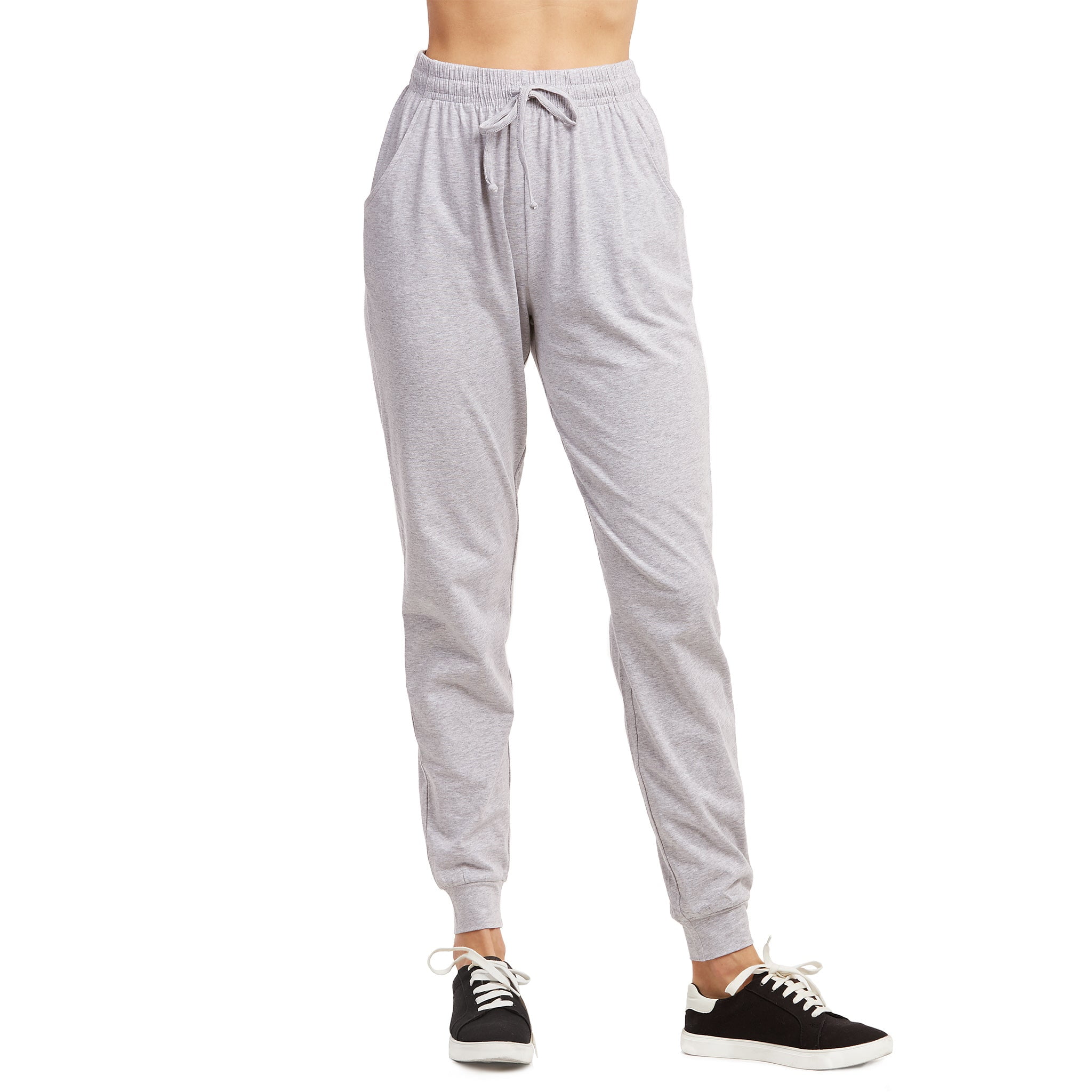 Sofra Women's Lightweight Cotton Blend Jersey Jogger Pants with Side ...