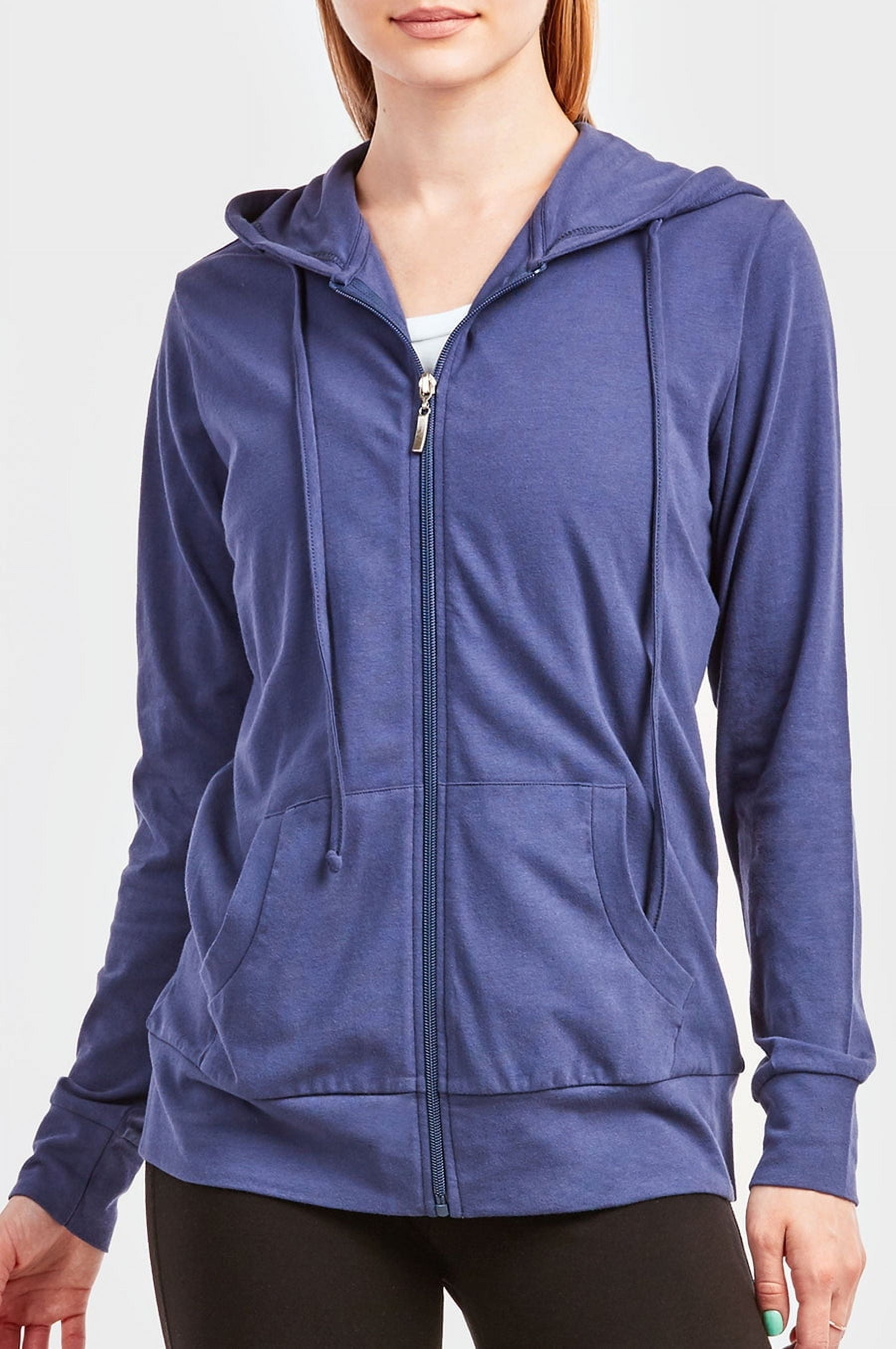 Sofra Women's Lightweight Cotton Blend Long Sleeve Zip Up Hoodie, Thin ...