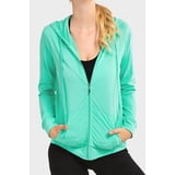 Sofra Women's Thin Cotton Blend Zip Up Hoodie Jacket, Lightweight, Long ...