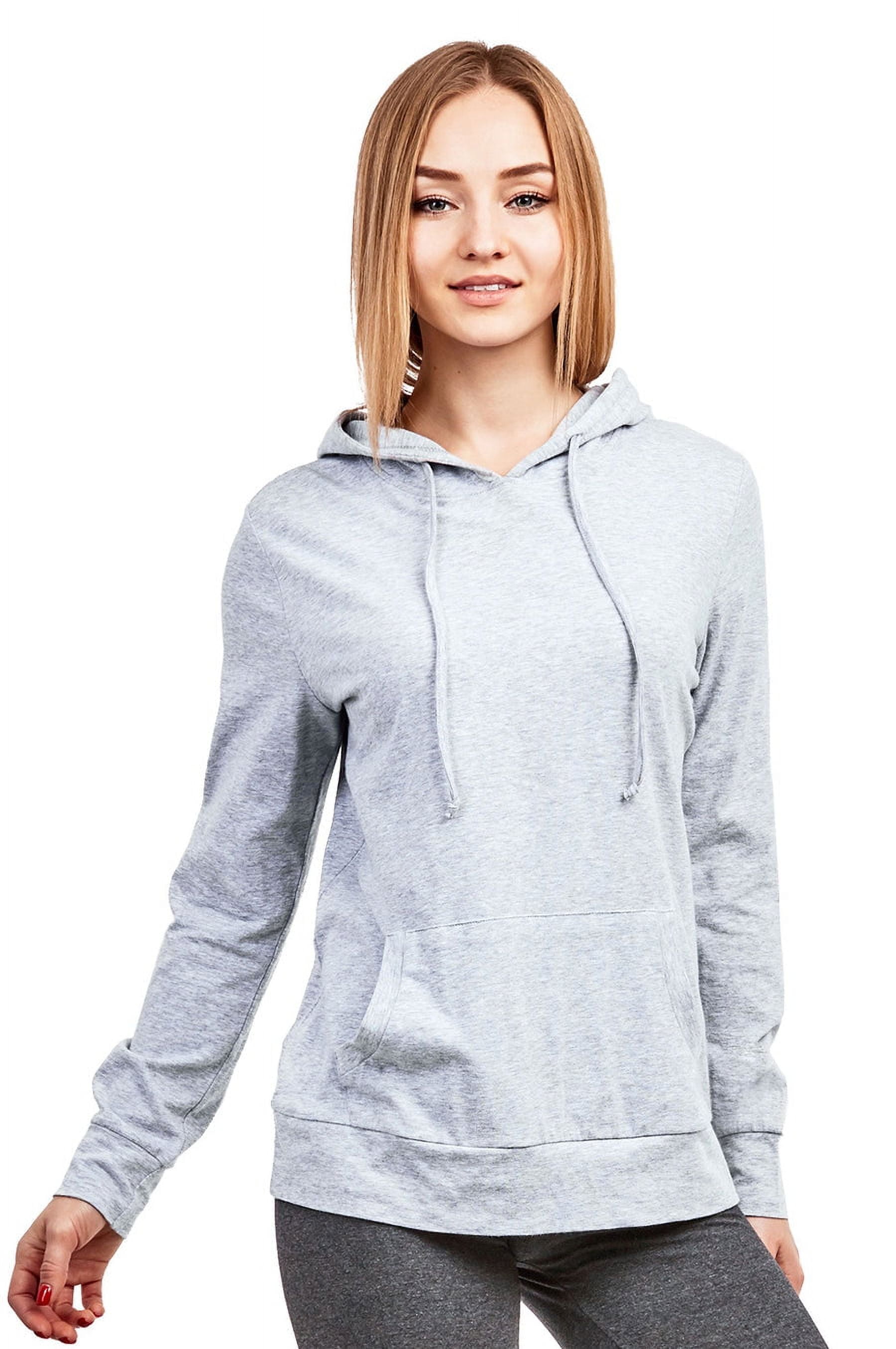 Sofra Women's Lightweight Cotton Long Sleeve Pullover Thin Hoodie ...