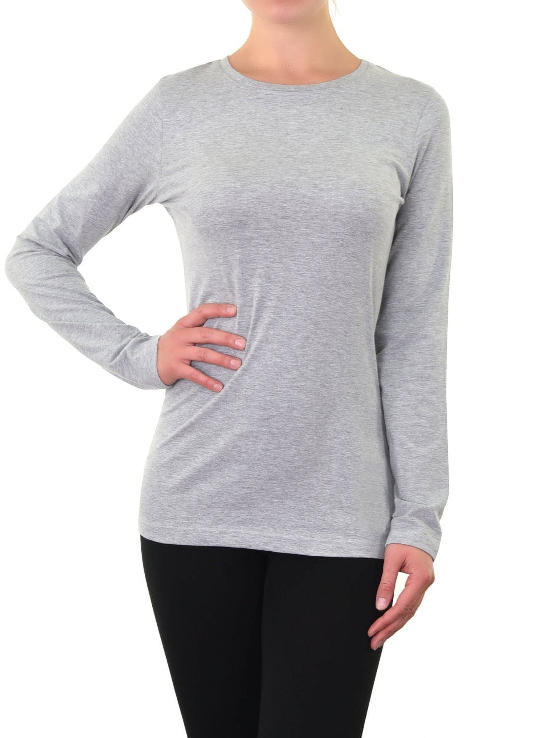 Sofra Women's Long Sleeve Classic Fit Crew Neck T-Shirt Top - Walmart.com