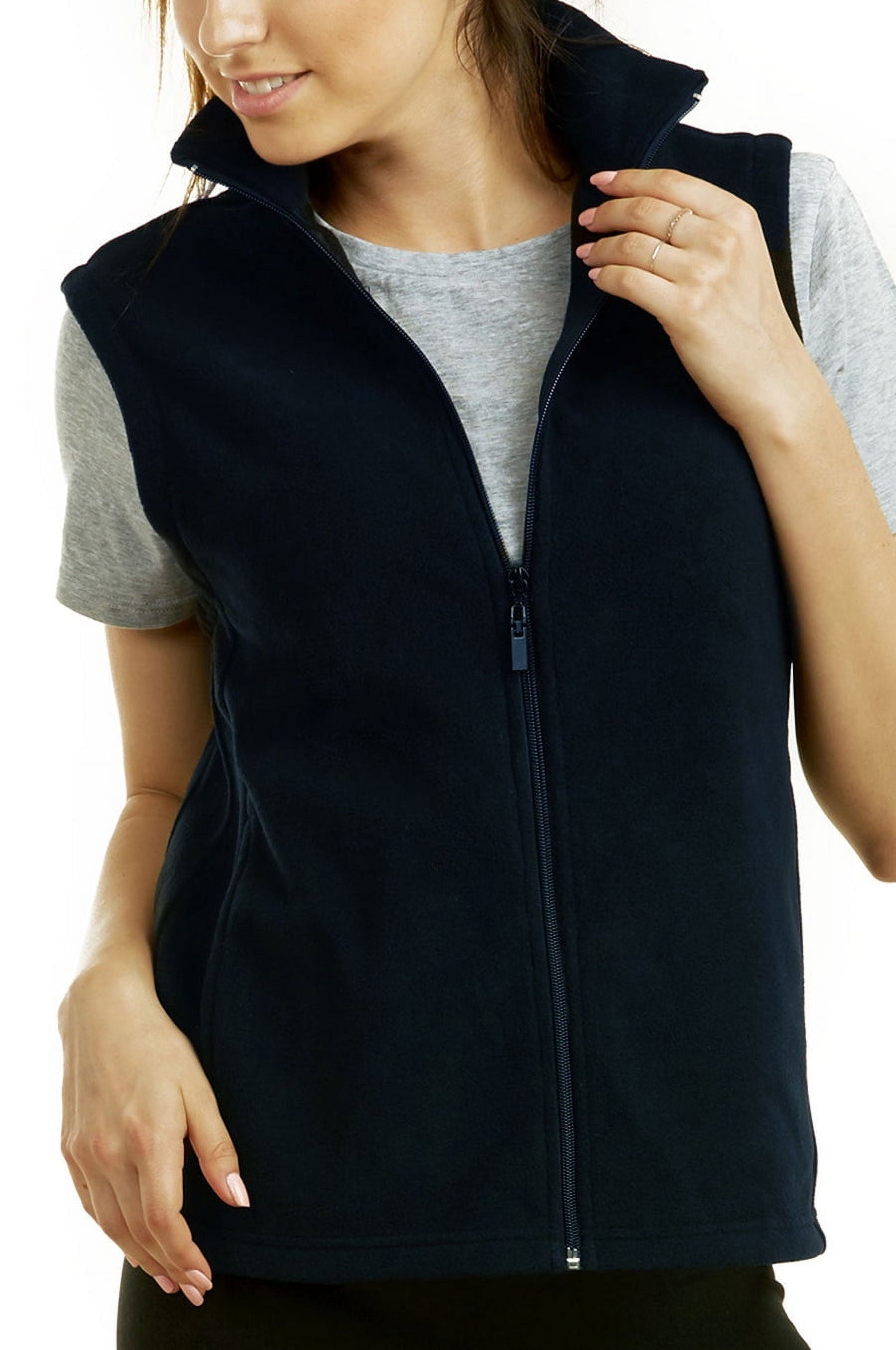 Sofra Women's Plus Size Lightweight Full Zip Up Soft Fleece Zippered Vest (Navy, 2XL) - Walmart.com