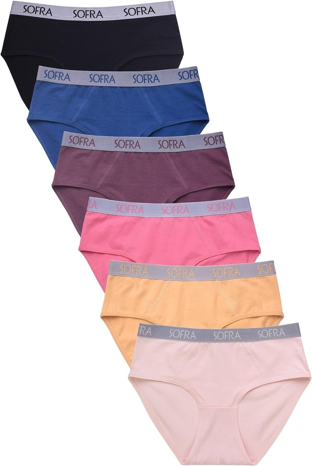 Sofra Women's Soft Cotton Bikini Panty Pack of 6 - Various Styles - Walmart.com