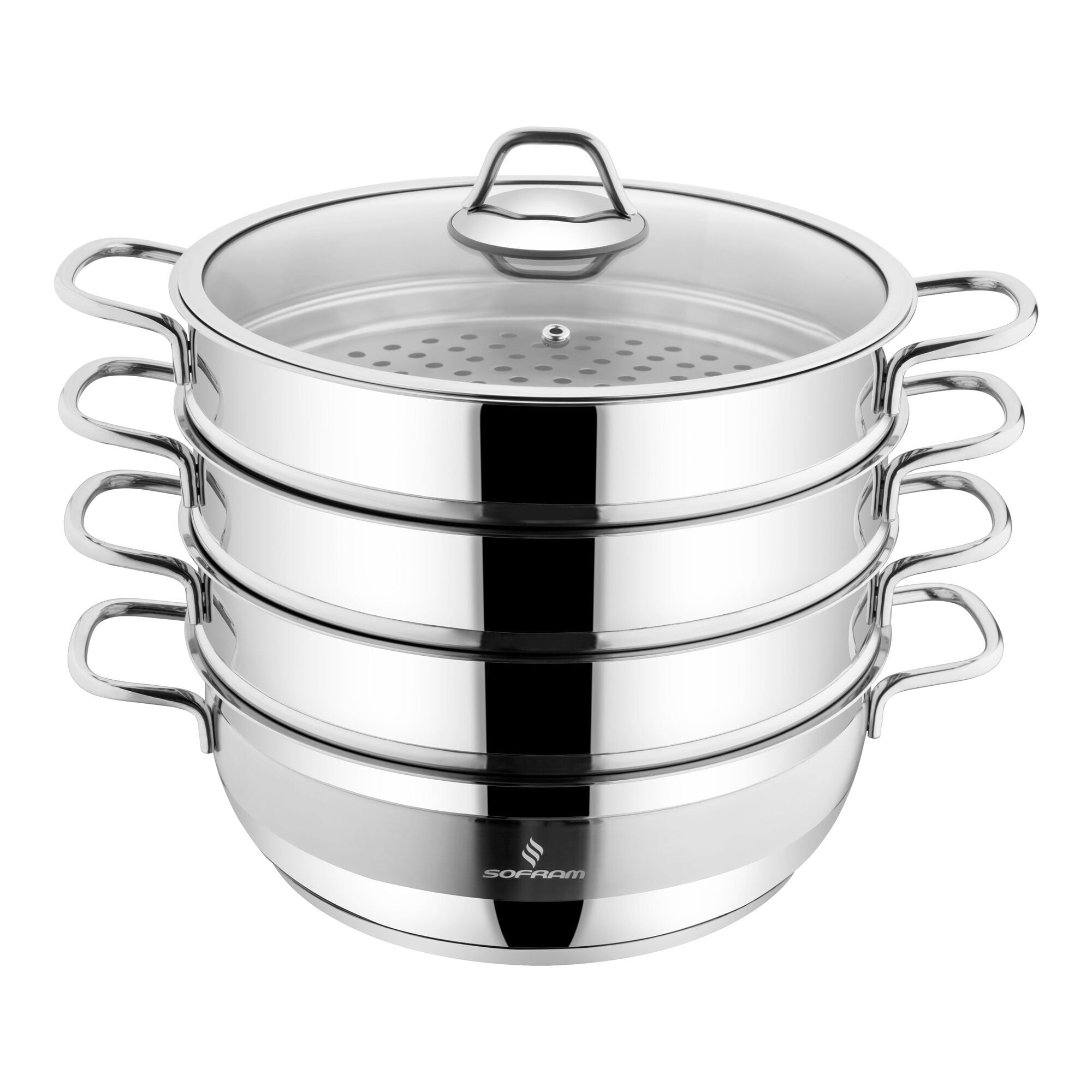Sofram 3-Tier Stainless Steel Dumpling Steamer 1.4 gal (5.3 L ...