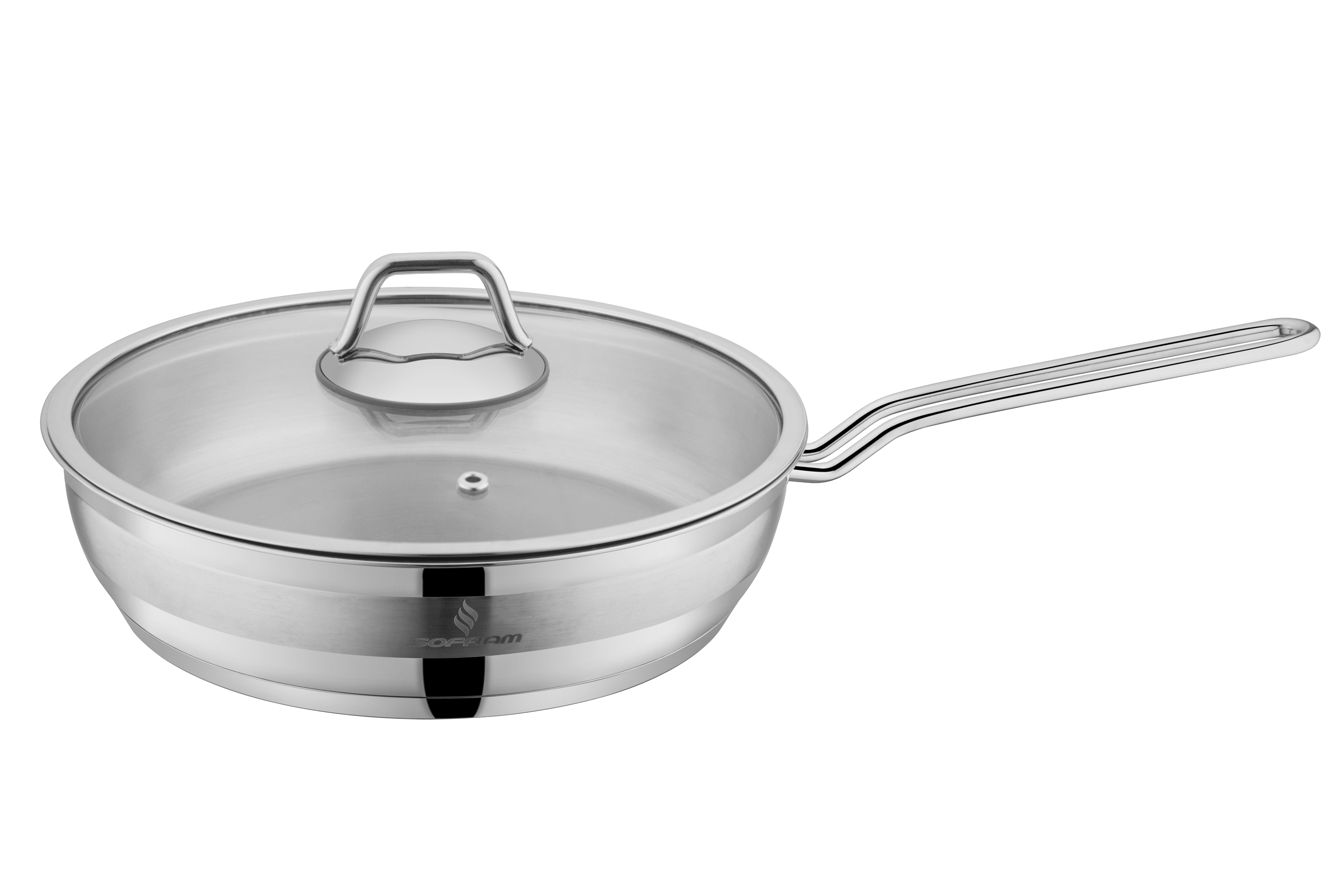 Sofram Stainless Steel Frying Pan with Glass Lid 9.4" (24 cm) Cooking ...