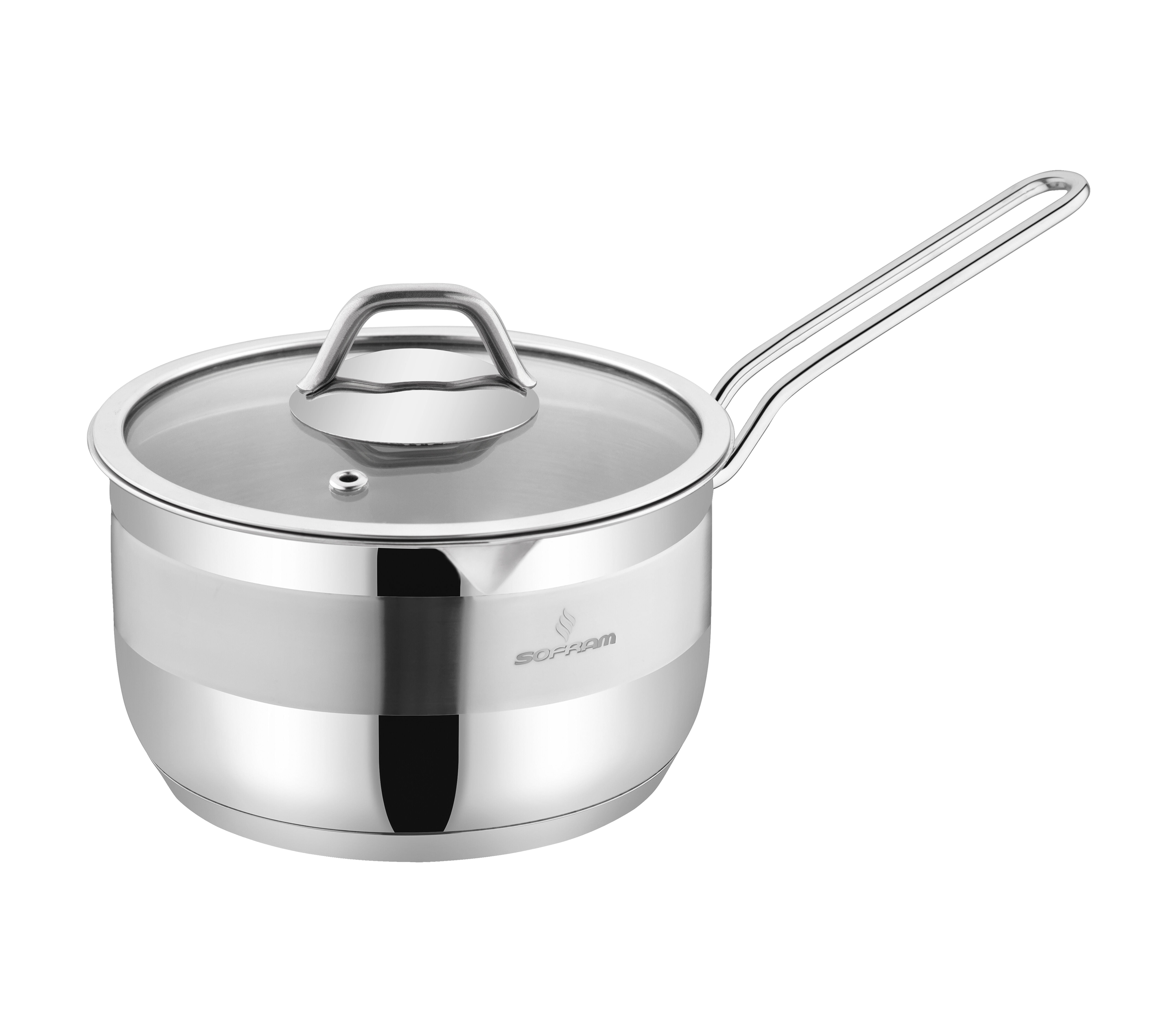 Sofram Stainless Steel Saucepan with Glass Lid 1.8 Qt (1.7 L) Stainless ...