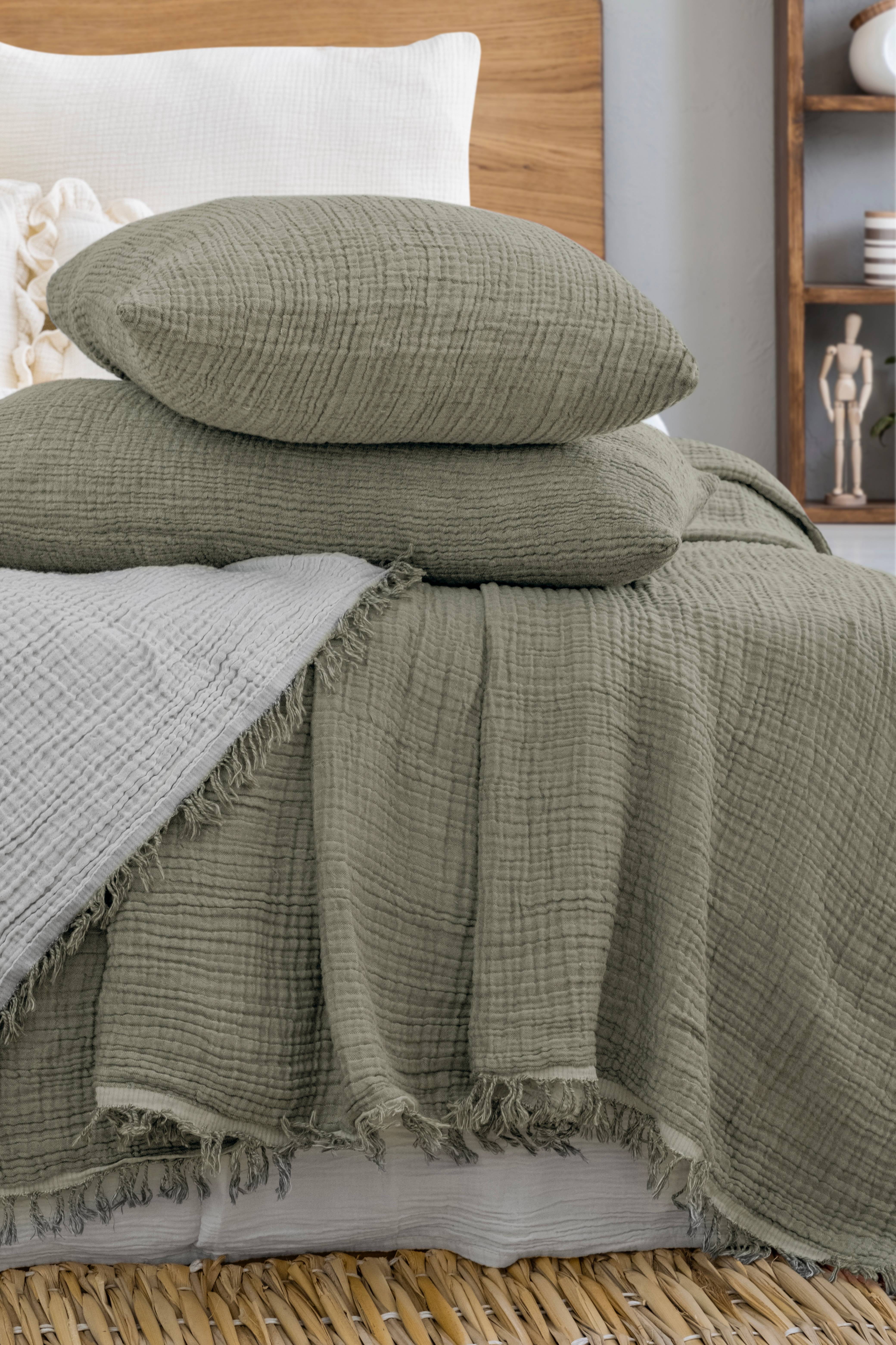 Soft 100% Cotton Muslin Bed Shams, Standard Size 2 Pieces Shams - 20 x ...