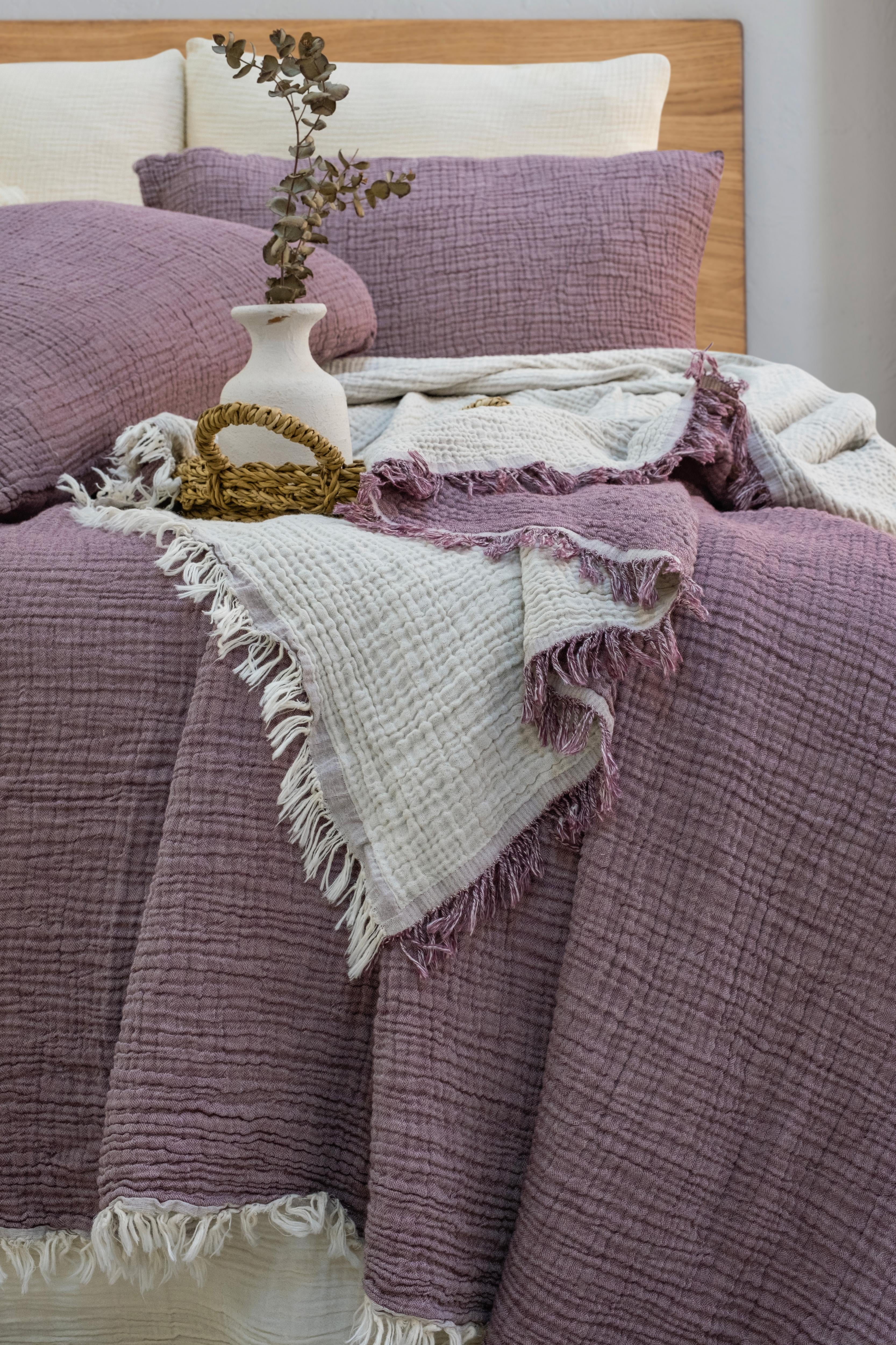 Soft 100% Cotton Muslin Bed Shams, Standard Size 2 Pieces Shams - 20 x ...