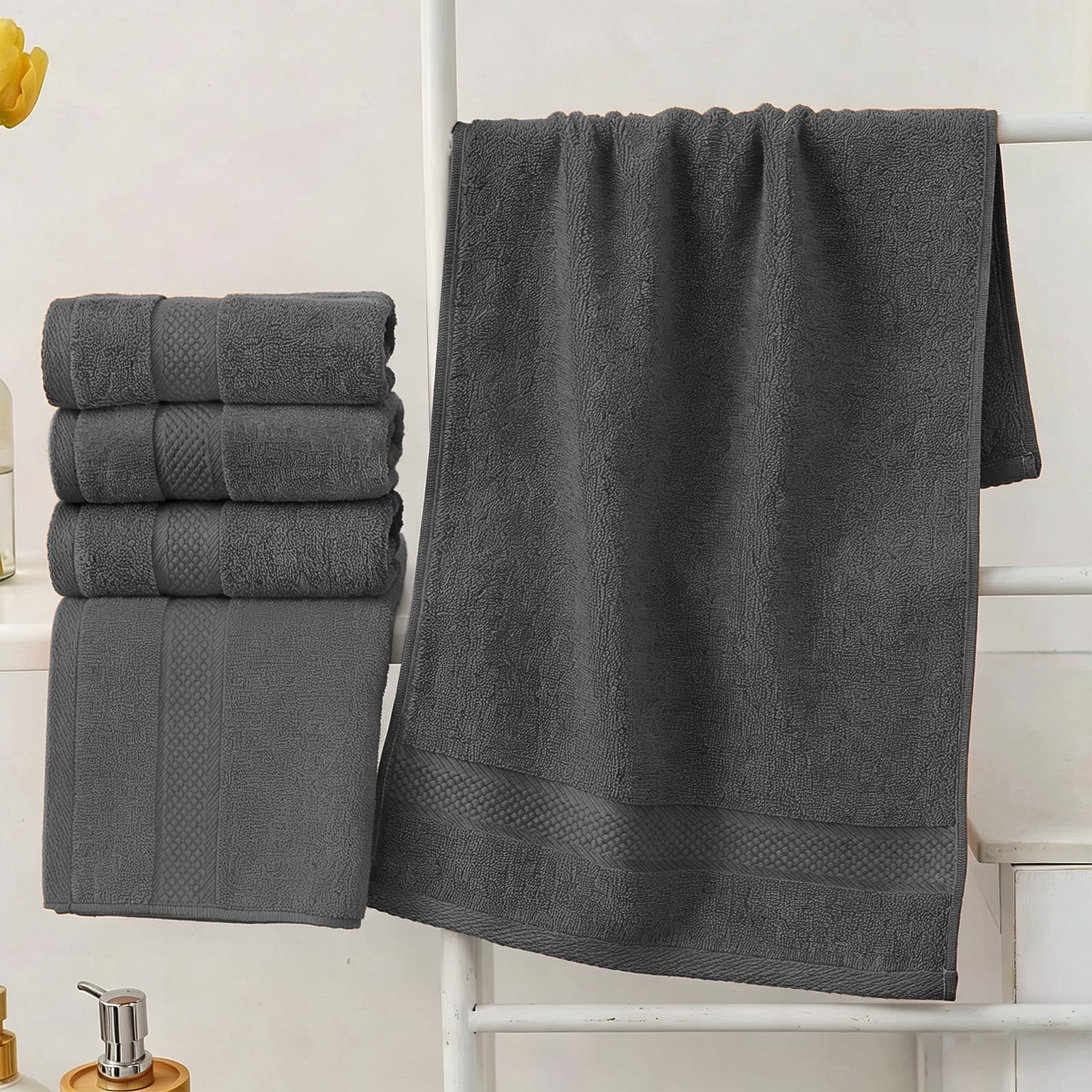 Soft Absorbent Cotton Face Towels 5 Pack - Quick Dry Washcloth Set ...