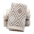 Soft Absorbent Cotton Hand Towels - Geometric Diamond Pattern, Quick ...