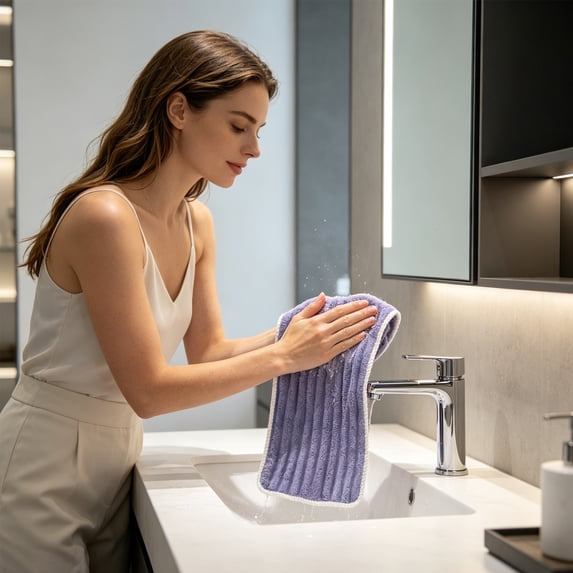 Soft Absorbent Fleece Towel for Bathroom and Daily Use, Lint-Free ...