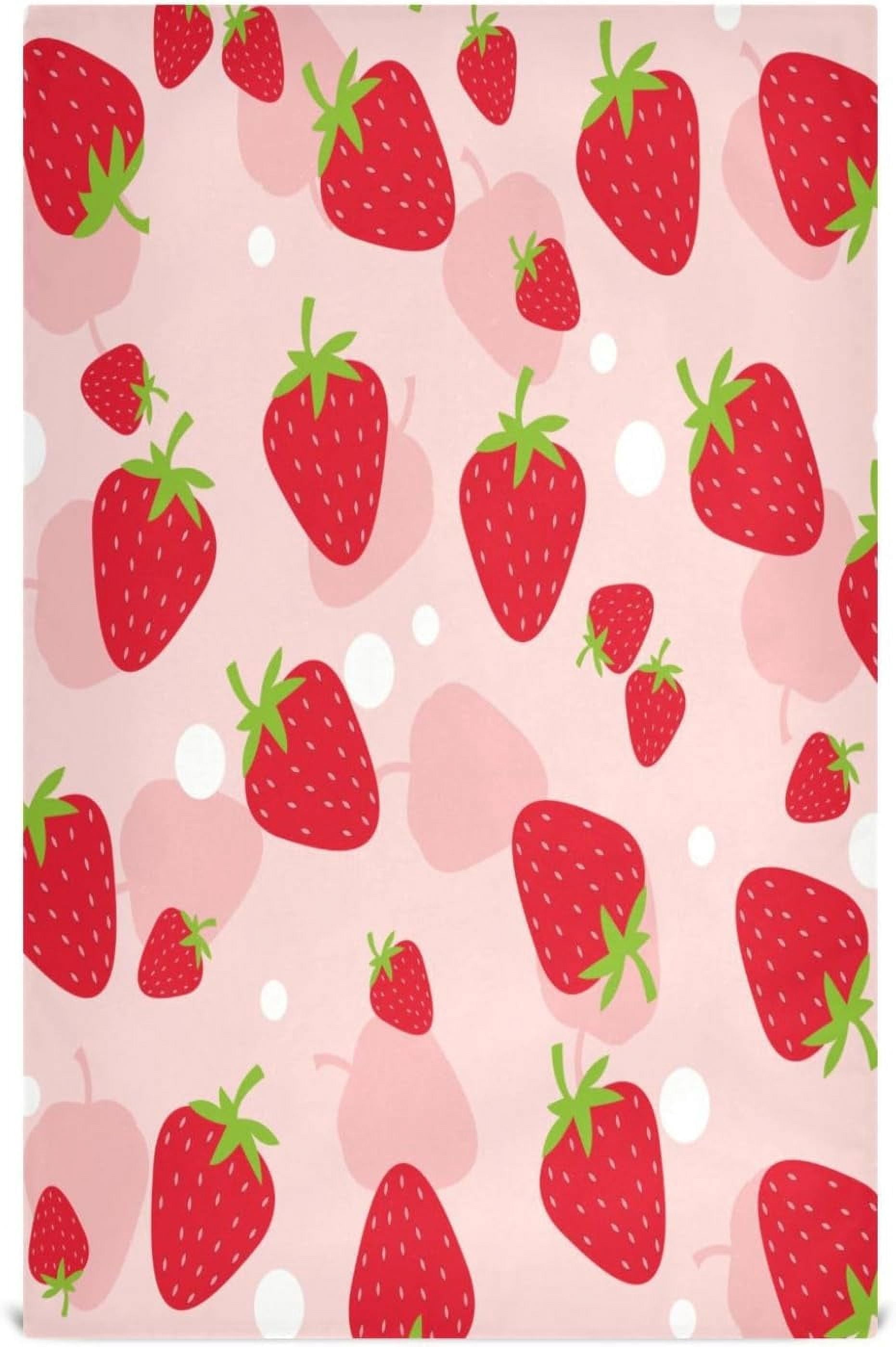 Soft Absorbent Reusable Kitchen Towels, Set of 1|28x18 in, Strawberrys ...
