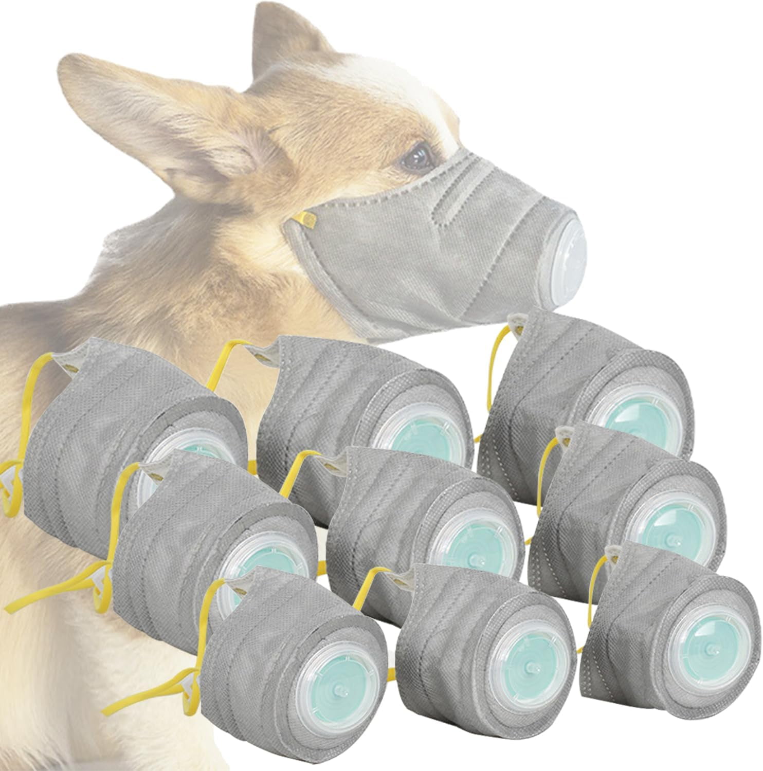 Soft Adjustable Dog Mouth Mask with Filter, Pet Anti Dust Breathing ...