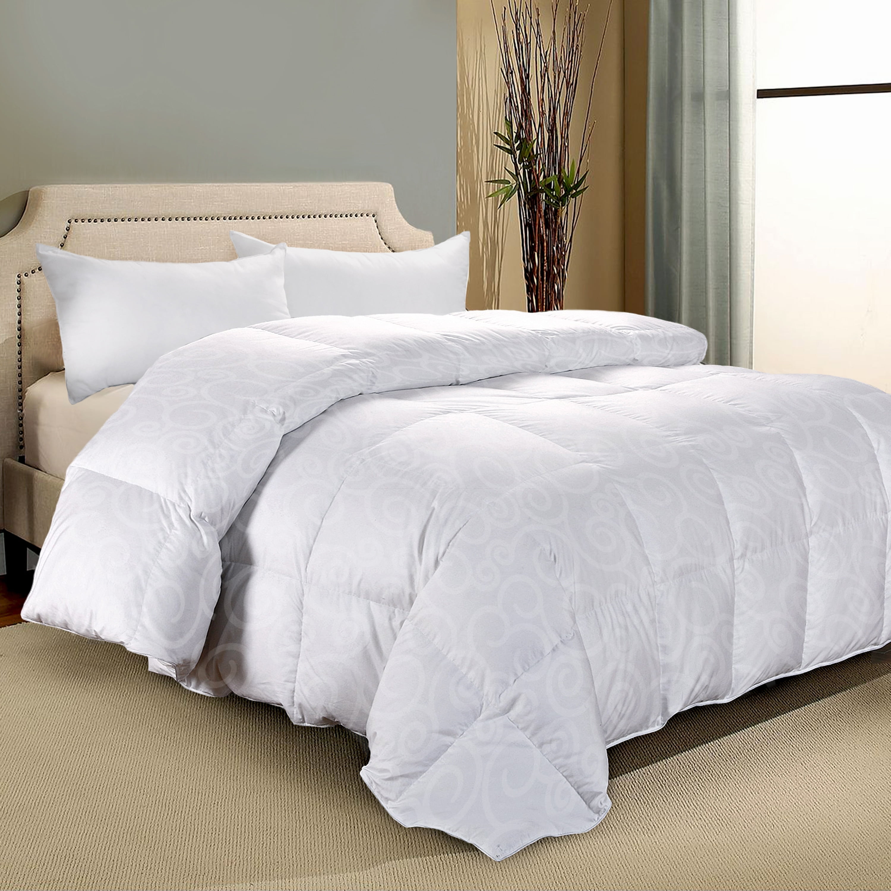 King Size Soft All-Season Cotton Damask Down Alternative Lightweight ...