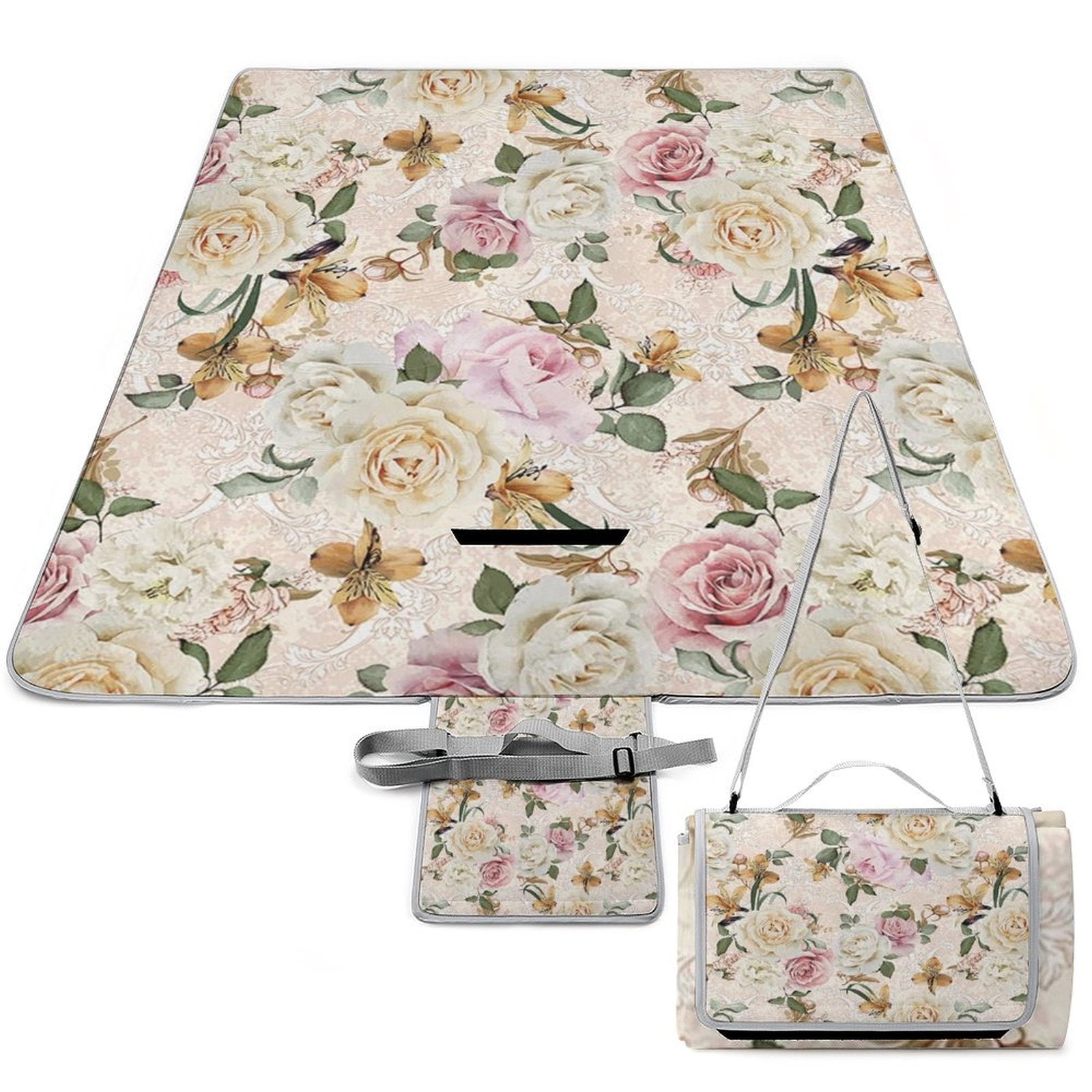 Soft And Easy Watercolor Roses Pattern Square Picnic Mat Waterproof ...