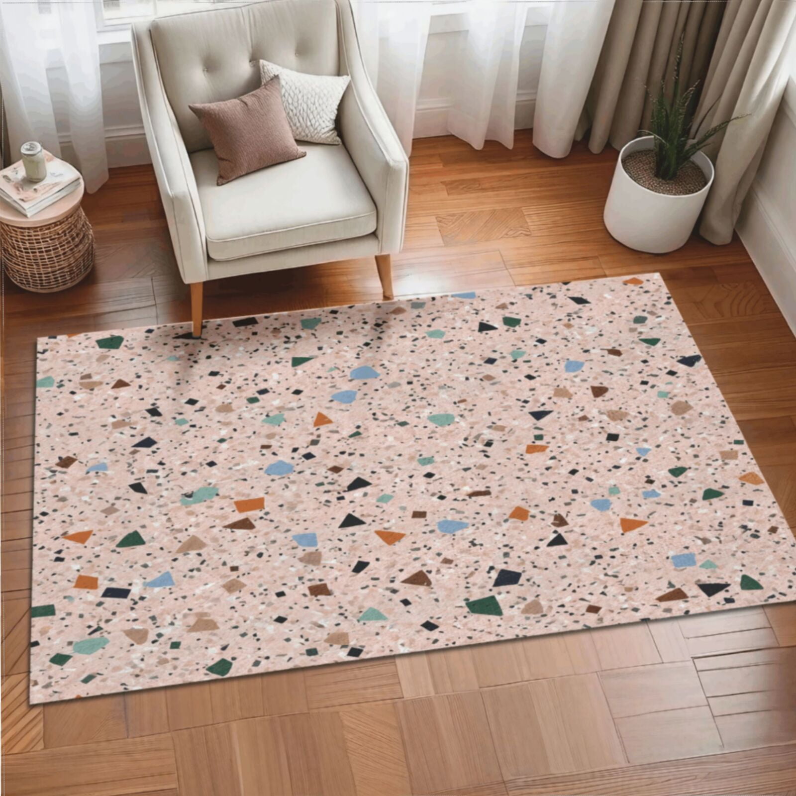 Soft Area Rug Washable Rug with Non Slip Backing, Plus Size Low-Pile ...