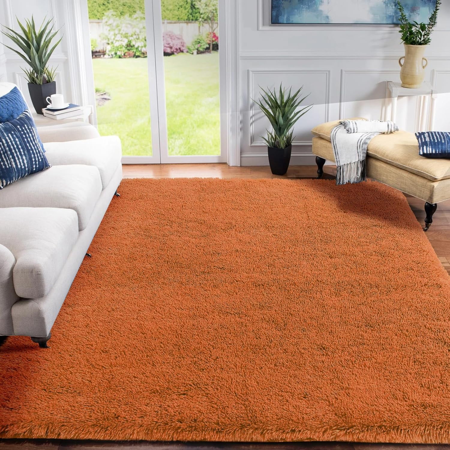 Soft Area Rugs for Living Room, 3x5 Plush Fluffy Bedroom Rug, Non-Slip ...