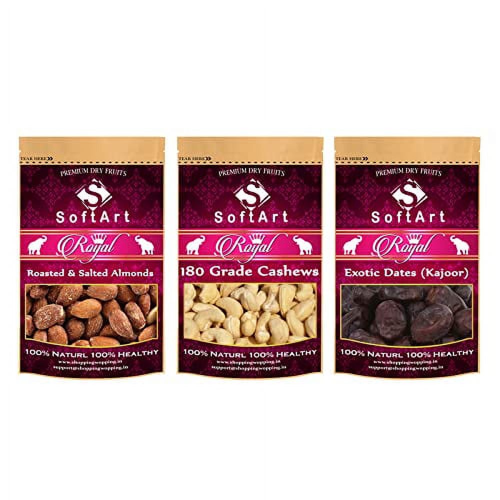 Soft Art Dry Fruits Combo Of Royal Salted Badam,180 Kaju,Pani Puri Kaju ...