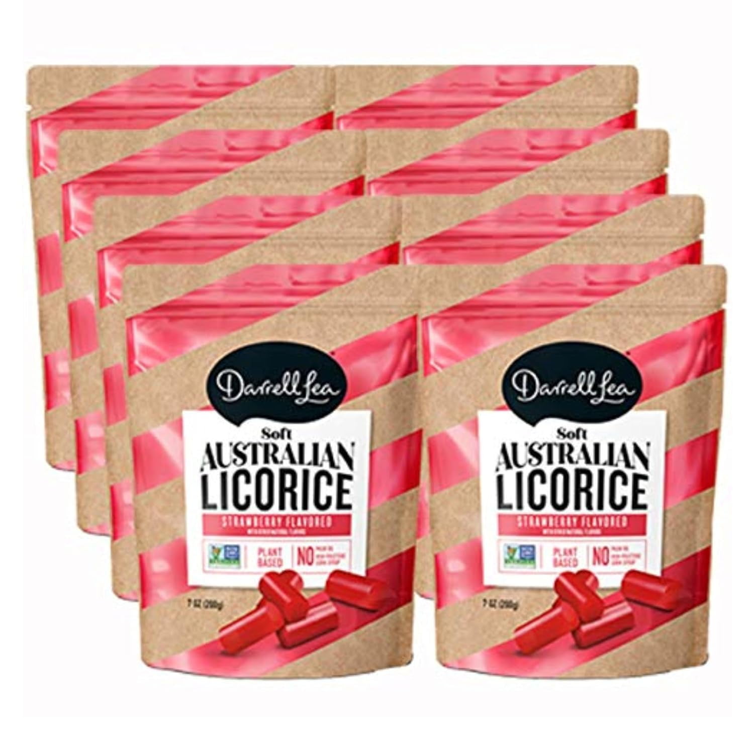 Soft Australian Licorice, Strawberry Flavor, 7 Ounce Bag (8-Pack) | Non ...