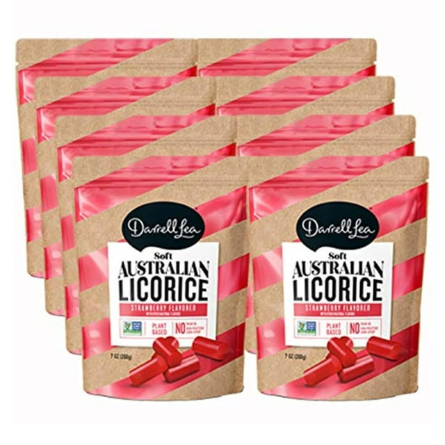 Soft Australian Licorice, Strawberry Flavor, 7 Ounce Bag (8-Pack) | Non ...