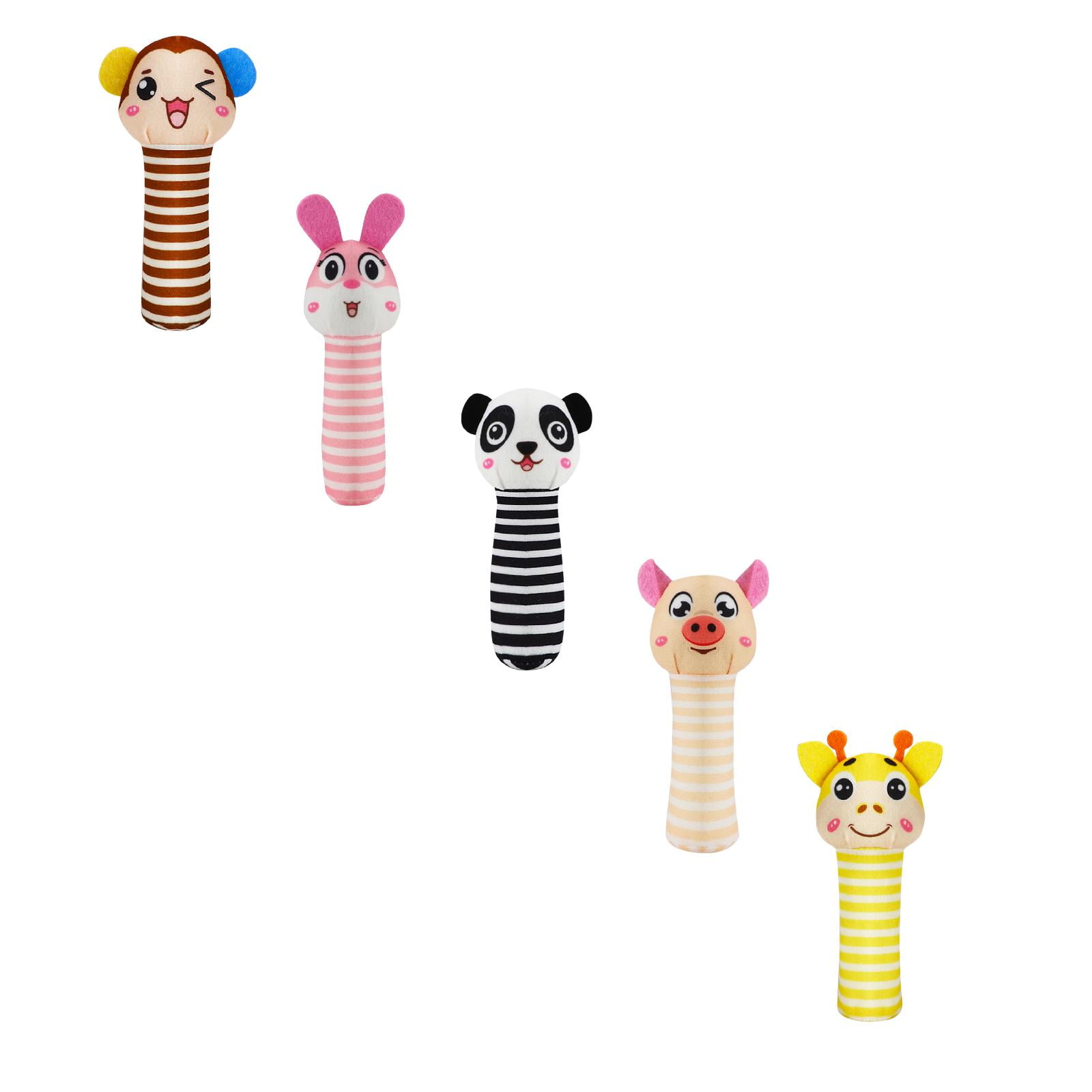 Soft Baby Rattle Toys Plush Stuffed Animal Hand Rattles for Toddlers ...