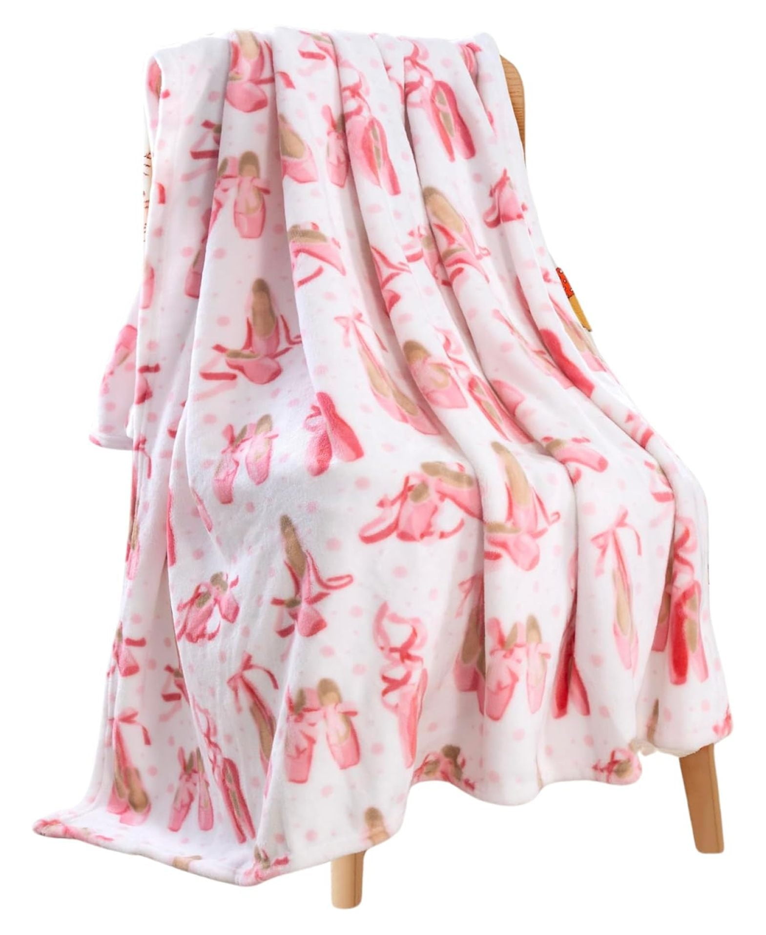 Soft Ballerina Fleece Throw Blanket: Pink White Ballet Point Shoes ...