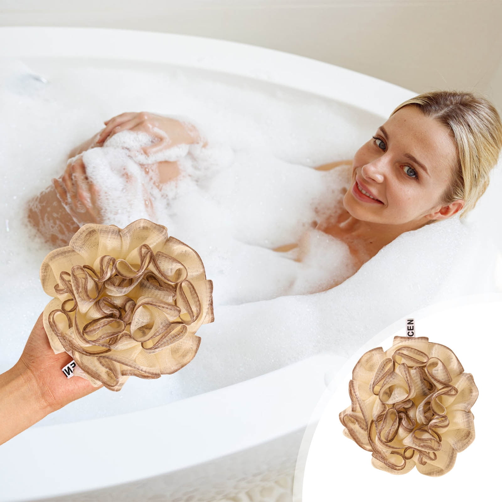 Soft Bath Sponge | Gentle Exfoliating Body Scrubber | Dual-Tone Design ...