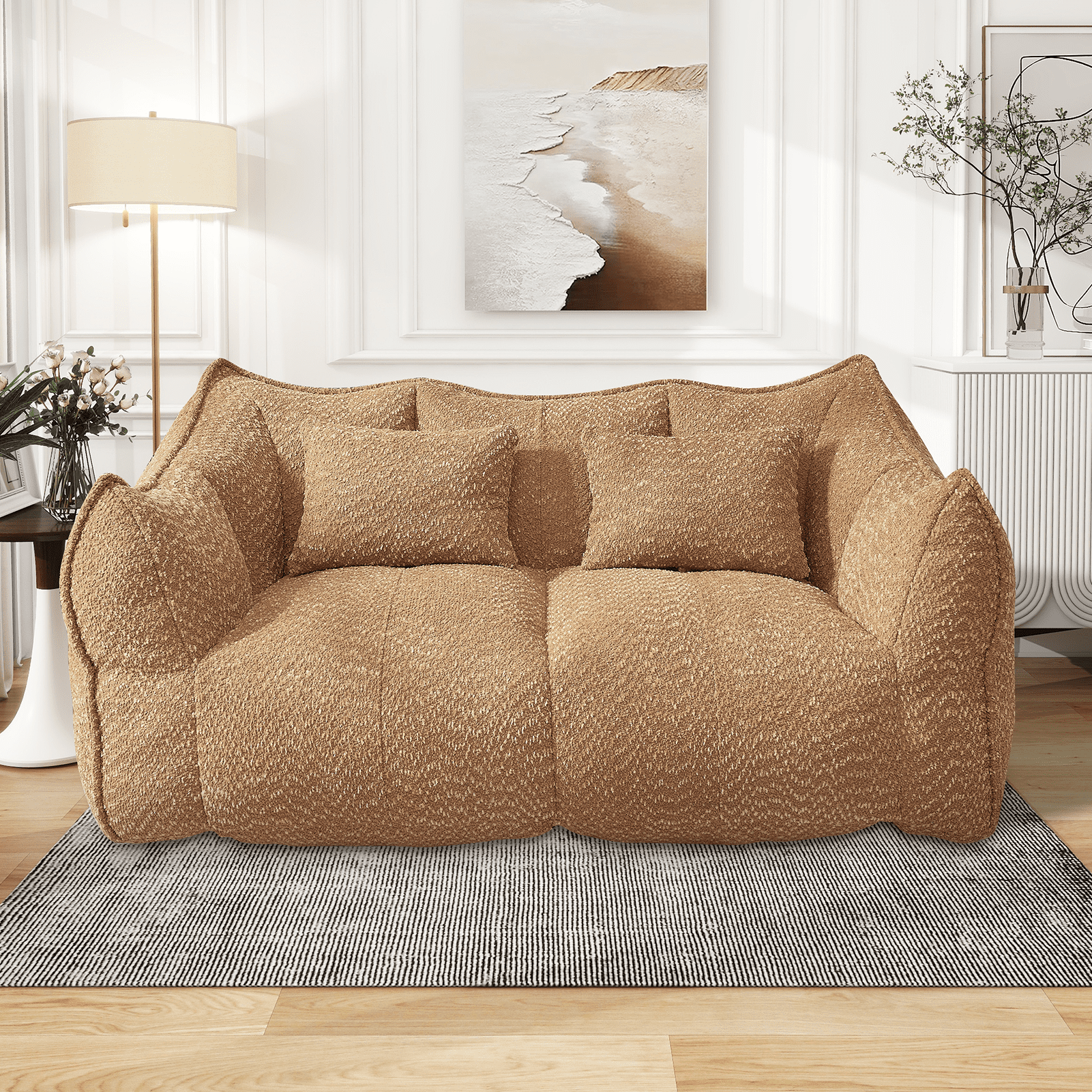 Soft Beanbag Chair with High Resilience Foam Core for Two People, The ...