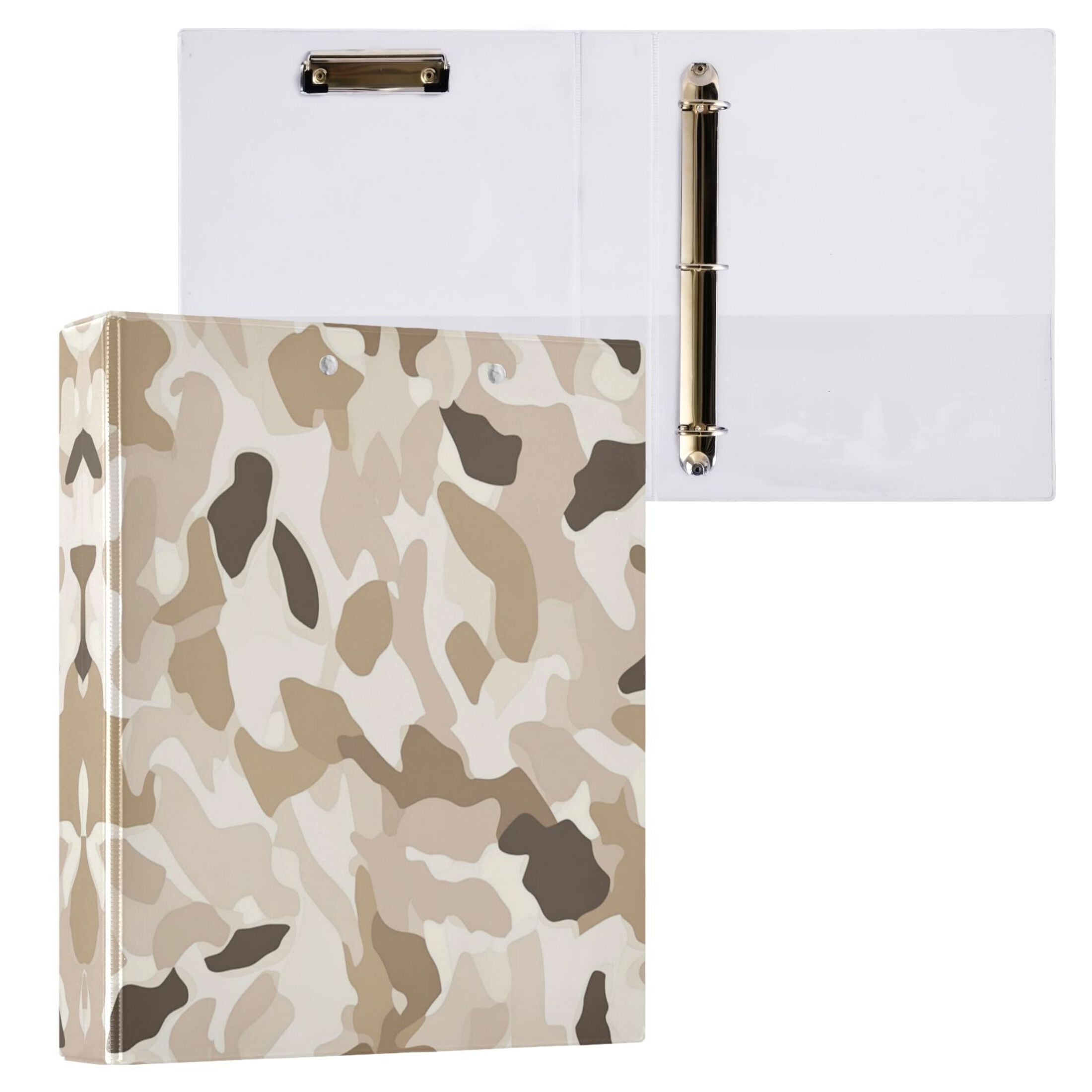 Soft Beige Leopard Print 3 Ring Hardcover Binders 1.5in Round Rings for ...
