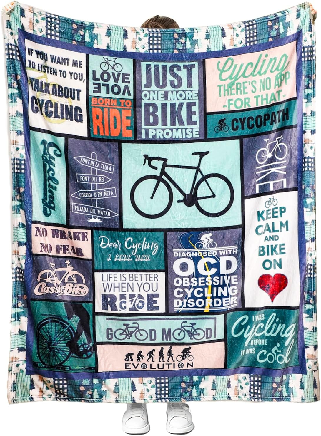 Soft Bicycle Cycling Blanket for Couch Bed Cozy Fleece Flannel Bike ...