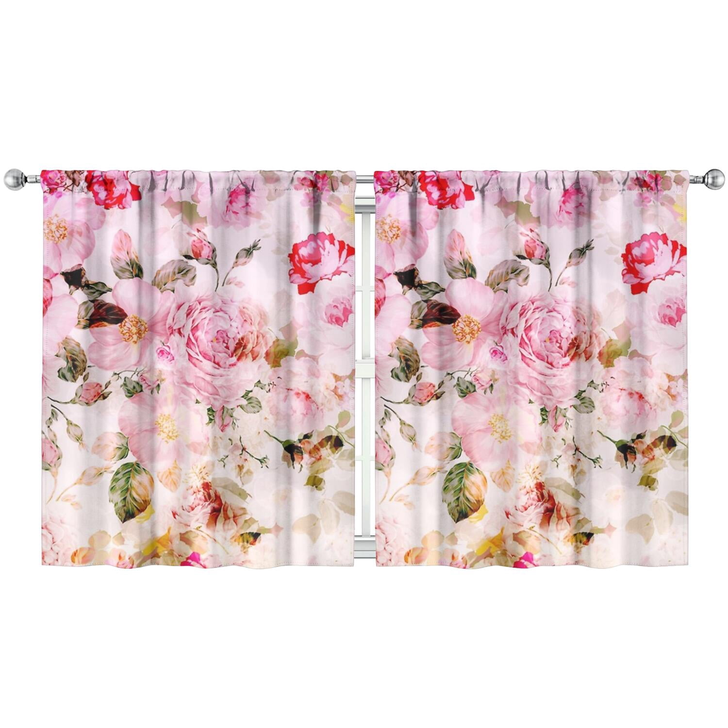 Soft Bloom Floral Curtains 52x63 Inch Rod Pocket Blackout Drapes 2 ...
