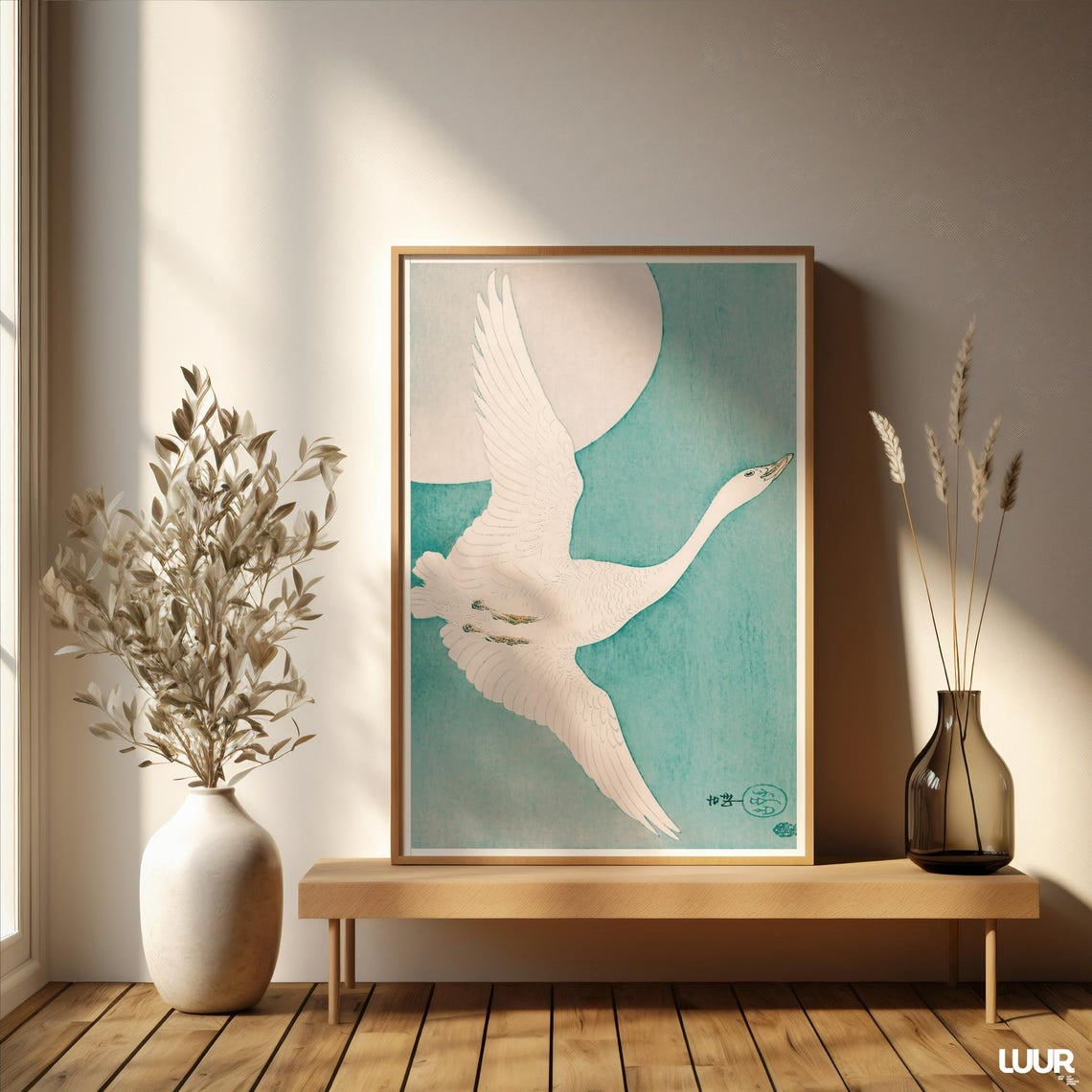 Soft Blue Bird Japandi Minimal Wall Art, Unframed Paper Print Size ...