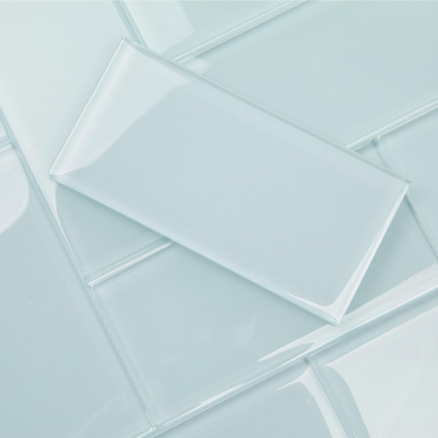 Soft Blue Glass Subway Tile, Glass Tile for Bathroom Kitchen Shower ...