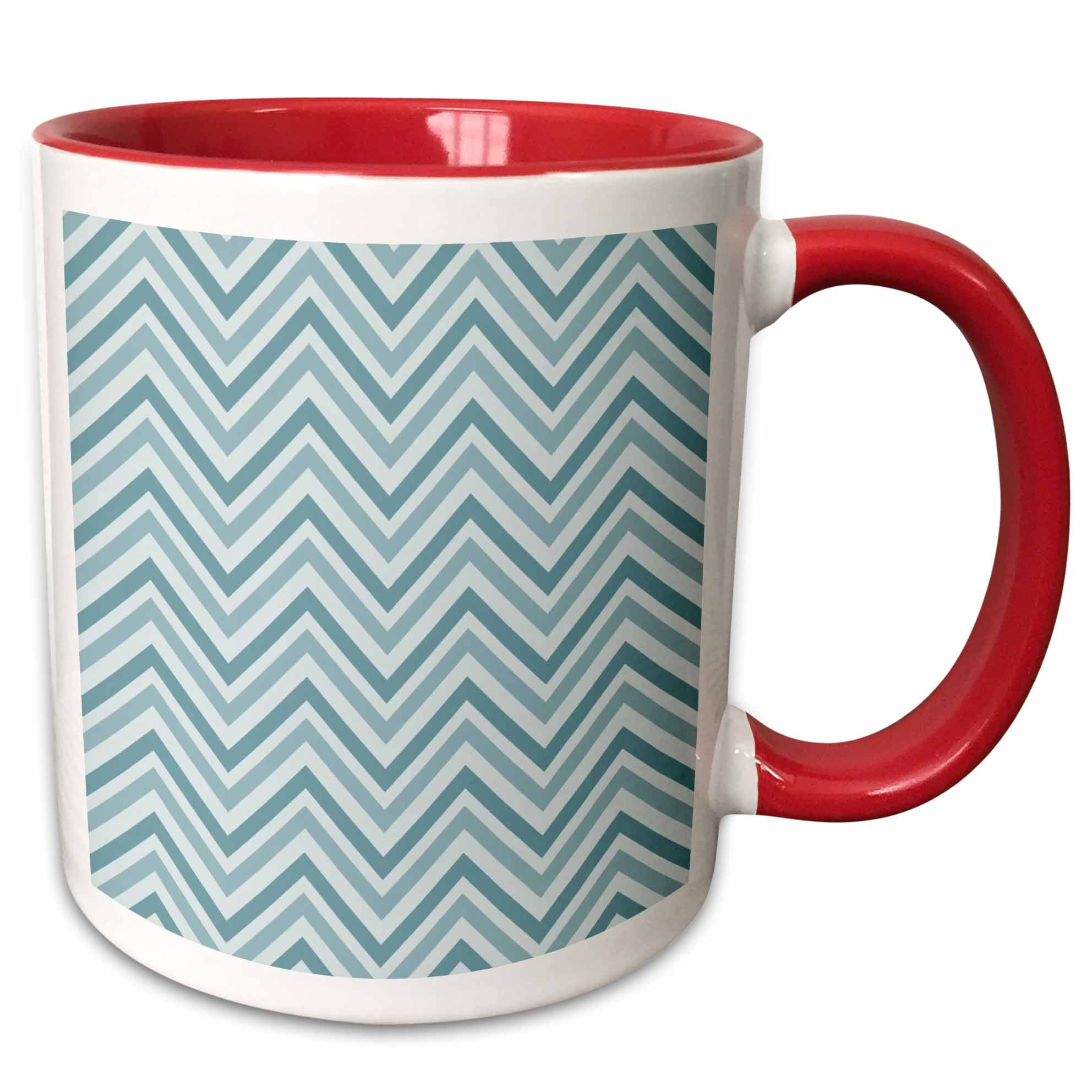 Soft Blue and White Girly Chic Chevron zigzag 15oz Two-Tone Red Mug mug ...