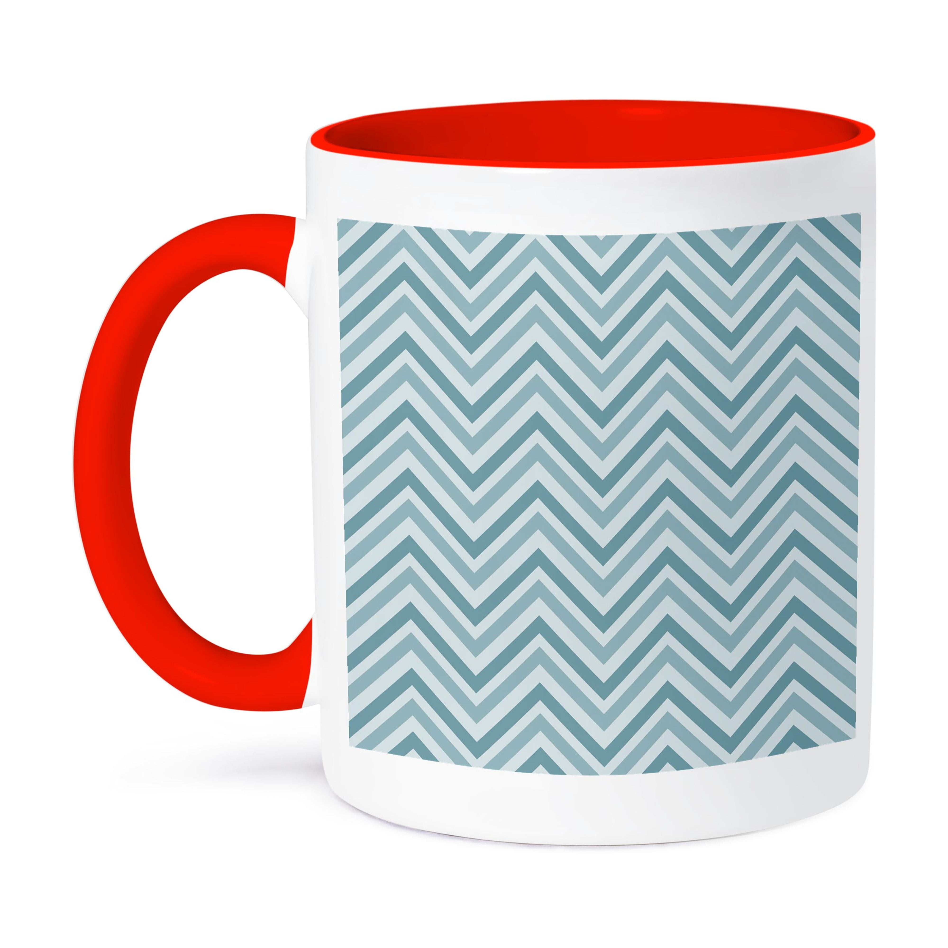 3dRose, Soft Blue and White Girly Chic Chevron zigzag, 15oz Two-Tone Red Mug - Walmart.com