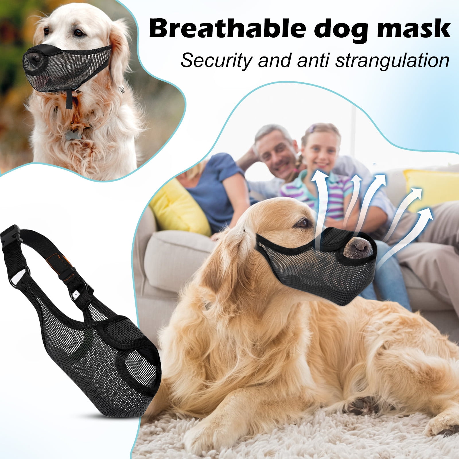 Soft Breathable Dog Muzzle with Air Mesh, Soft Mesh Covered Muzzles for ...