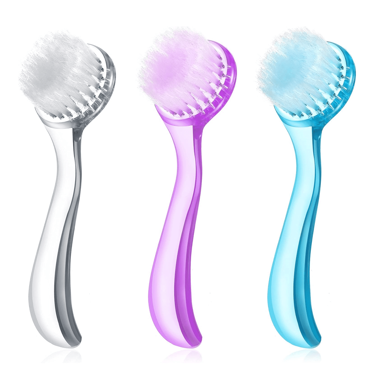 Soft Bristle Facial Brush Set, 3pcs Exfoliating Cleansing Brushes with ...