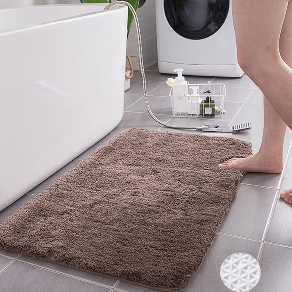 Soft Brown Bathroom Rugs Absorbent Non-Slip Backing 20" x 32" Fluffy ...