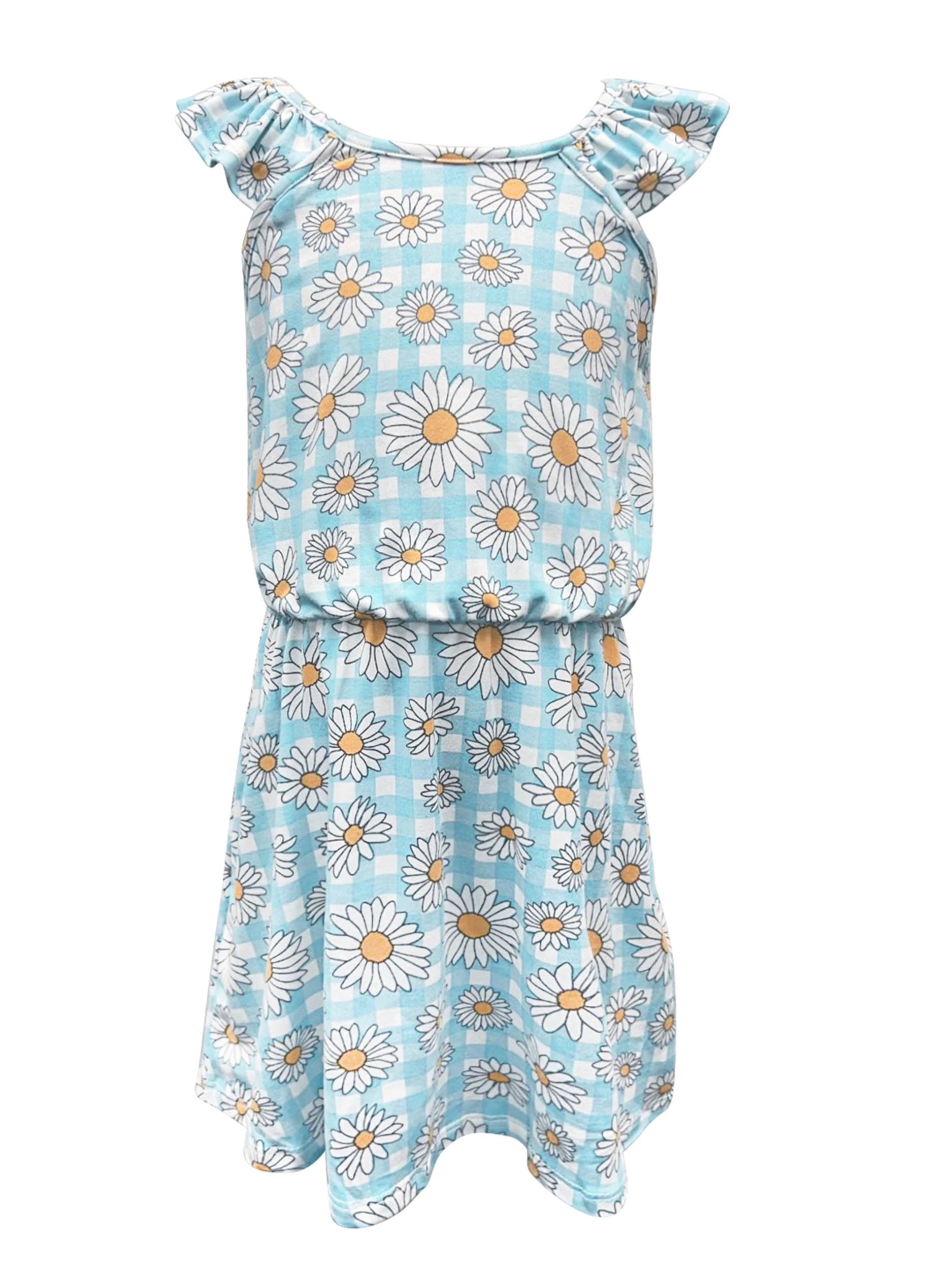 Soft Brushed Dress - Blue, White Daisies - Walmart.com