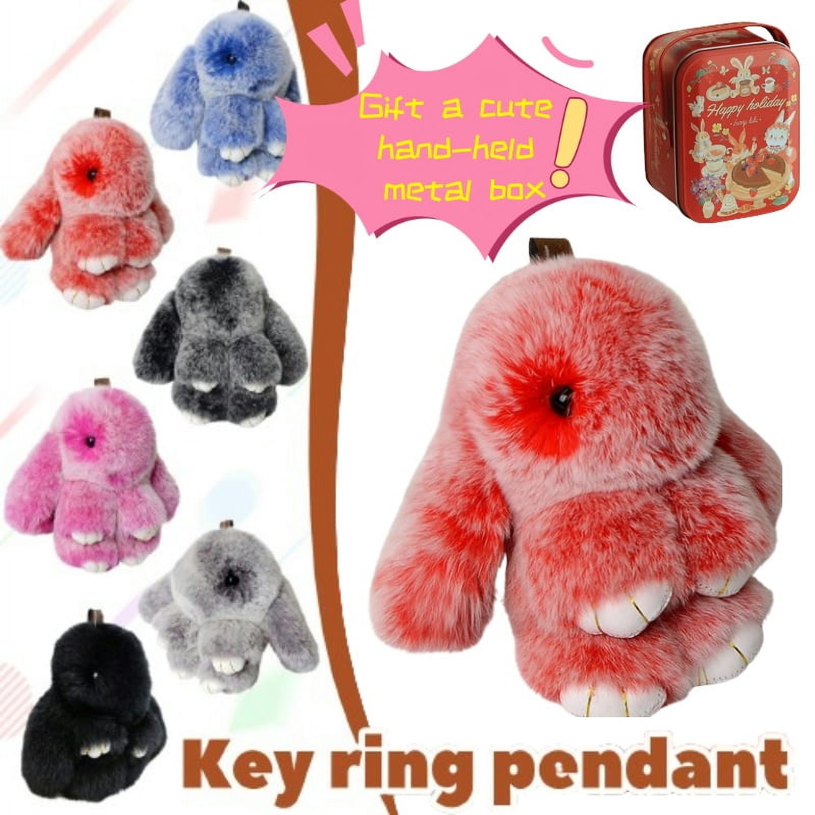 Soft Bunny Lulu Keychain with Tin 2024's Bunny Pompom Keychain ...
